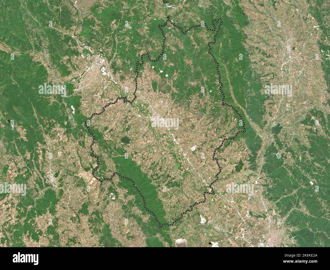Vushtrri, municipality of Kosovo. Low resolution satellite map Stock ...