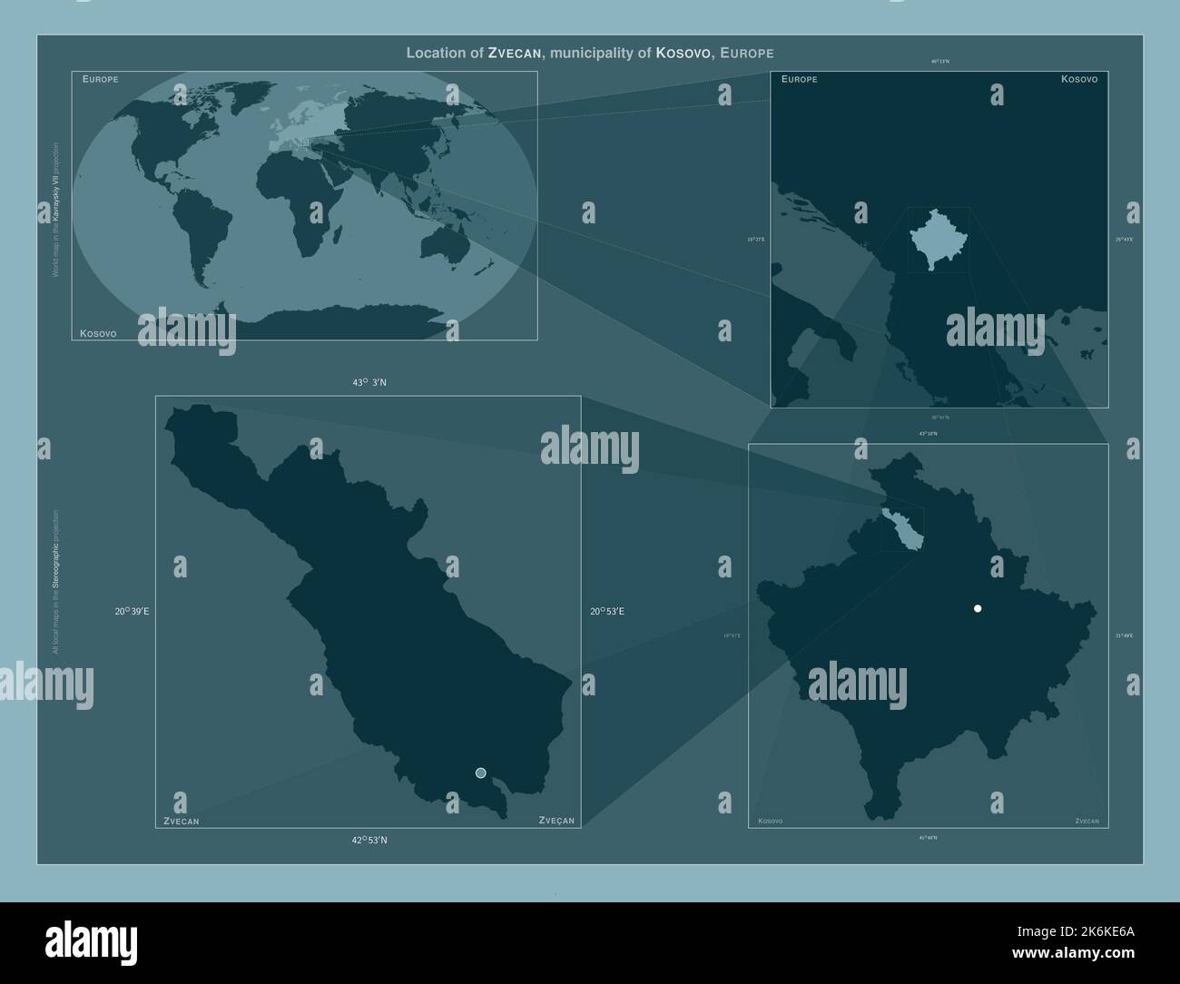 Zvecan, municipality of Kosovo. Diagram showing the location of the ...