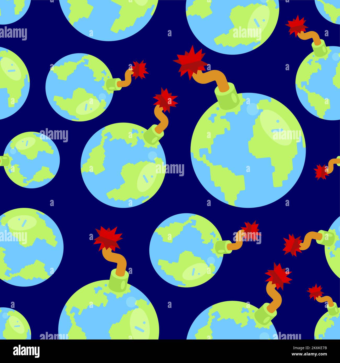 Planet earth bomb Pattern seamless . Earth explosive Background. Vector texture Stock Vector ...