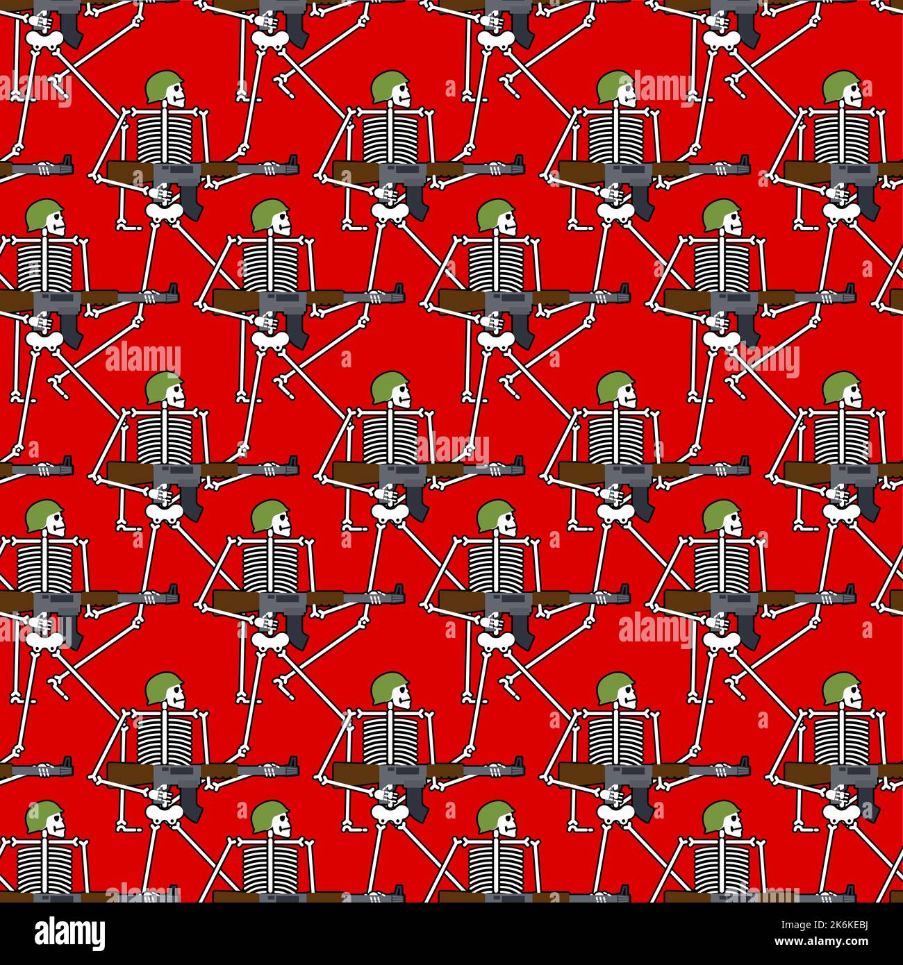 Skeleton with gun Pattern seamless. Сoncept of army of death. Deadly ...