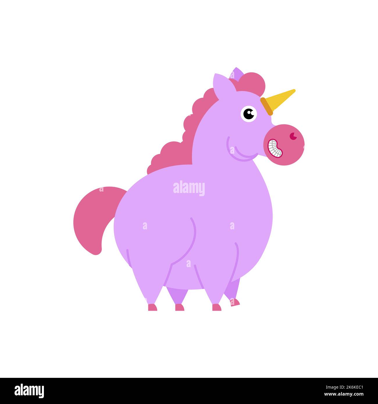 Fat Unicorn Cartoon. fleshy mythical animal isolated. Vector ...