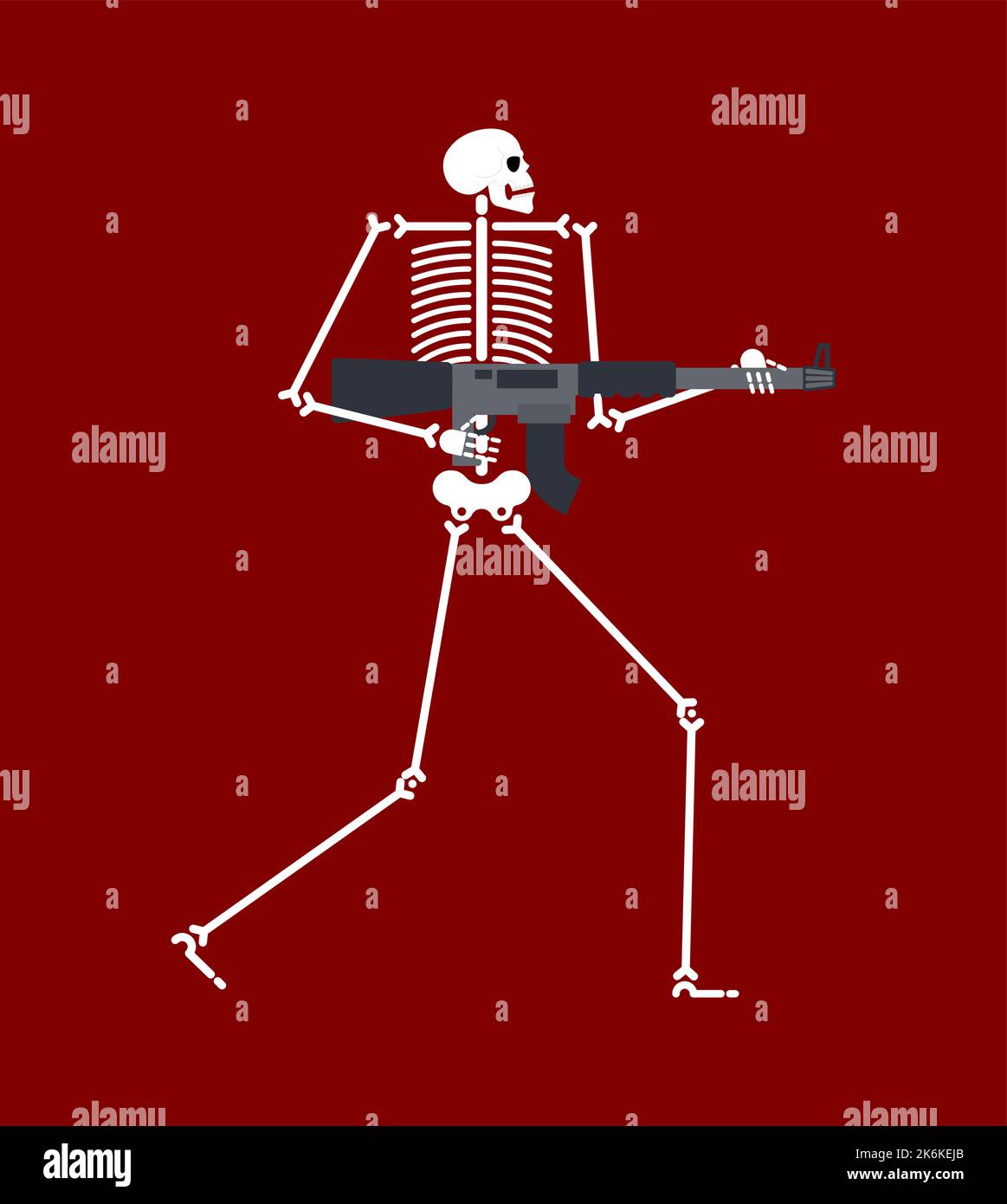 Skeleton with gun. Deadly Soldier isolated. Сoncept of army of death ...