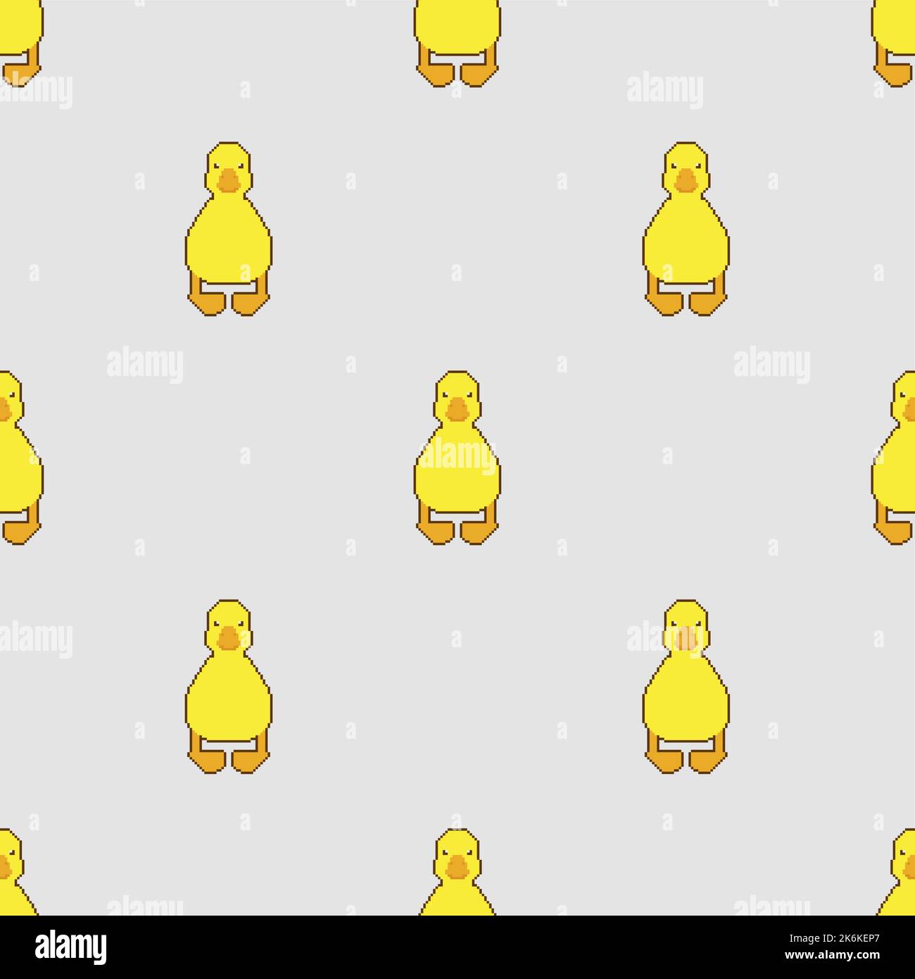 Duckling Pixel Art Pattern Seamless Little Duck 8 Bit Background Pixelated Vector Texture