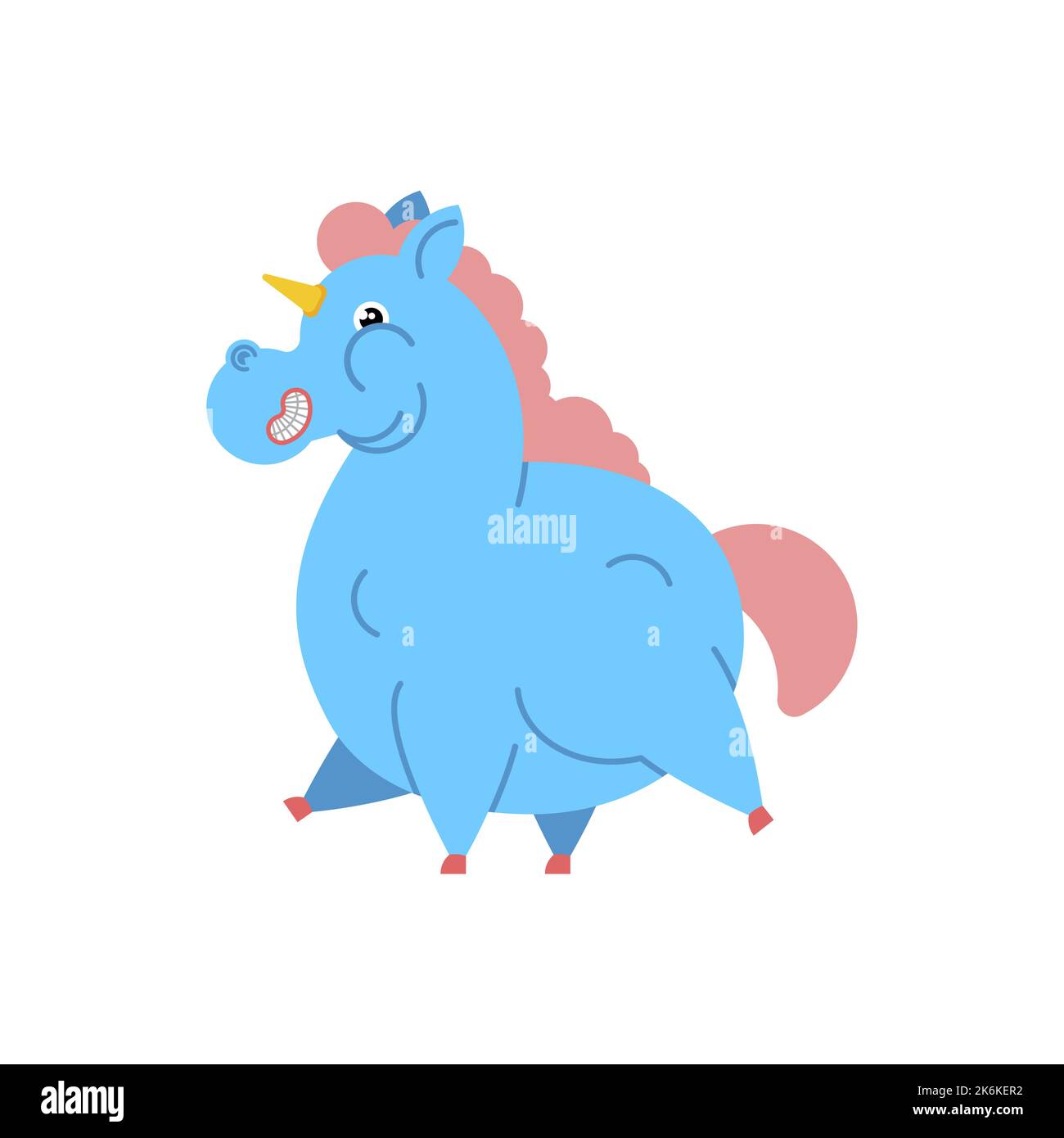 Fat Unicorn Cartoon. fleshy mythical animal isolated. Vector ...
