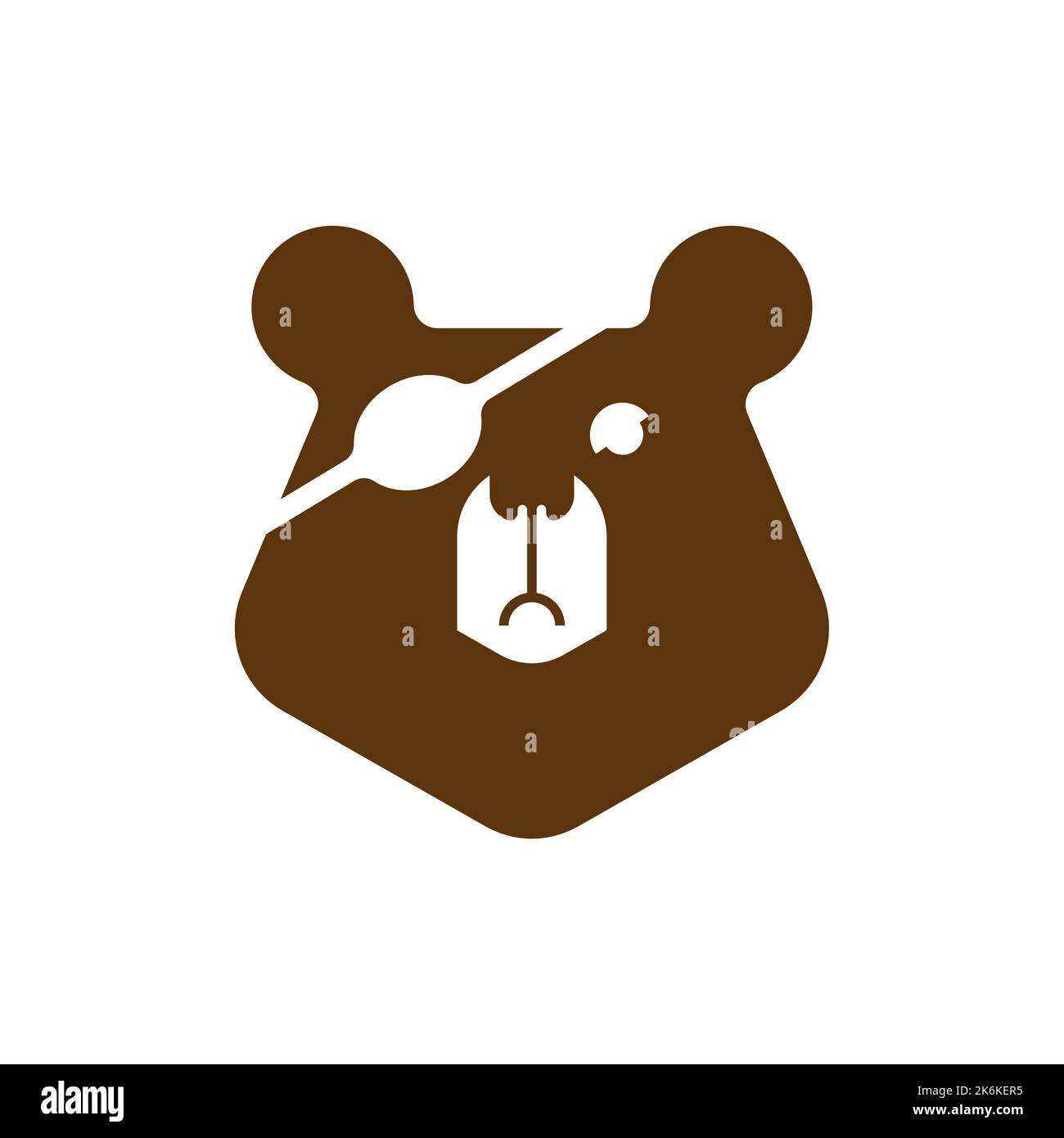 Bear with an eye patch. One-eyed predator. crippled grizzly Stock ...