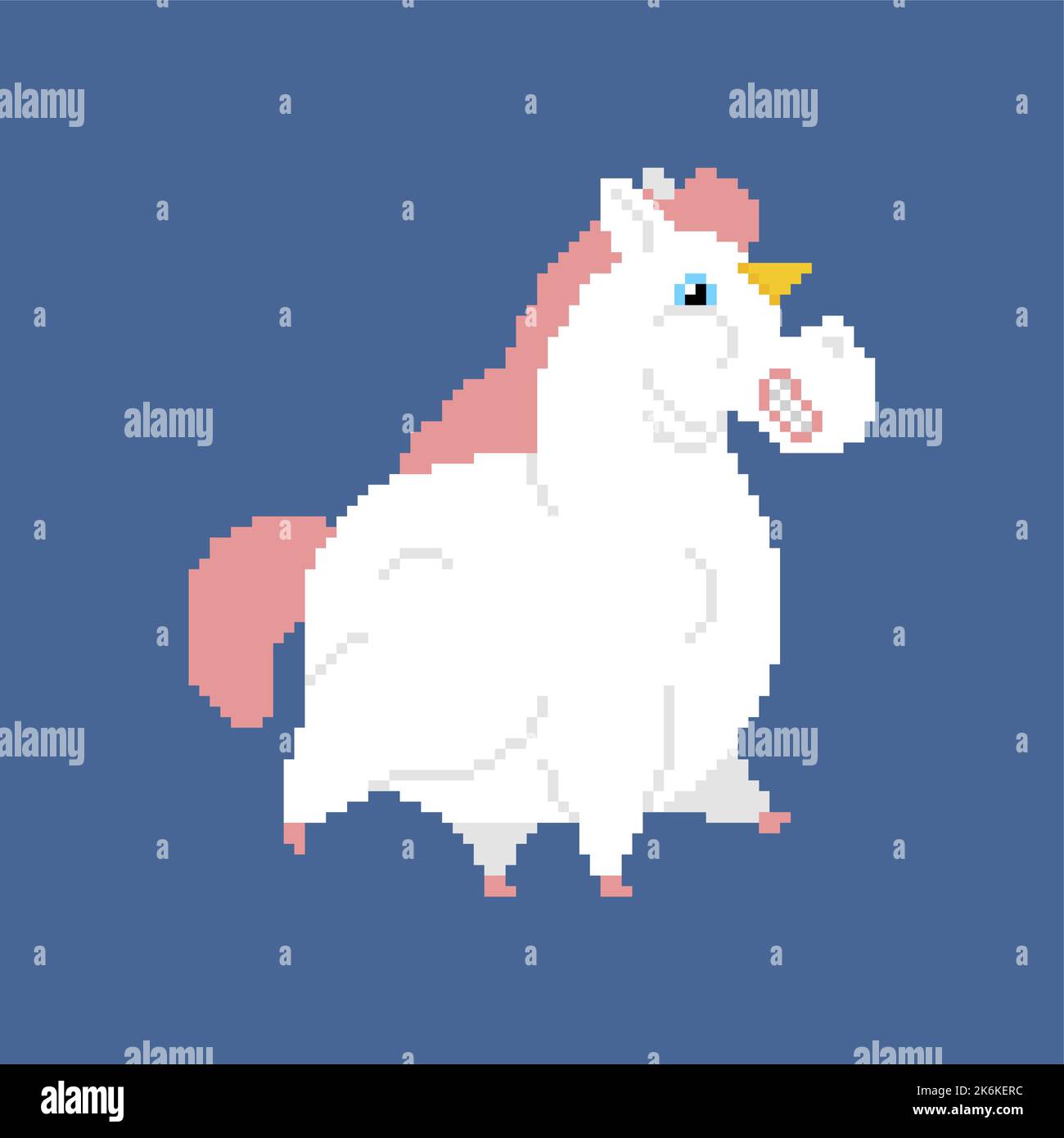 Fat Unicorn Pixel art. 8 bit fleshy mythical anima. pixelated Vector ...