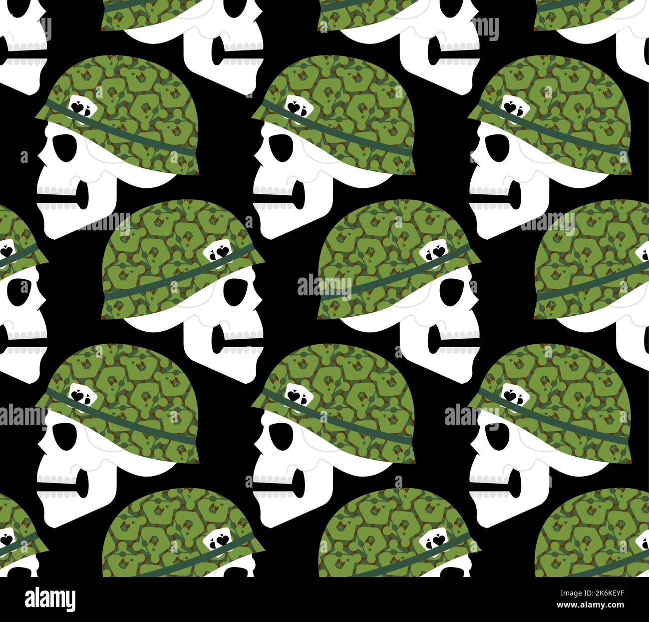 Skull in military helmet Pattern seamless. concept of the army of death ...