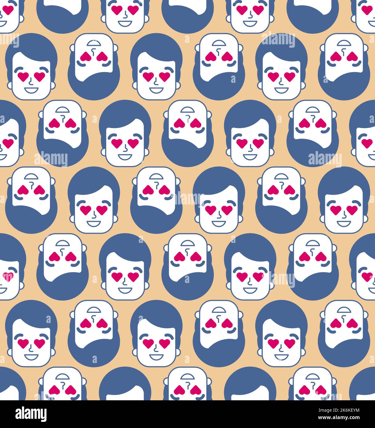 Enamored human Pattern seamless . A man in love Background. Guy with ...