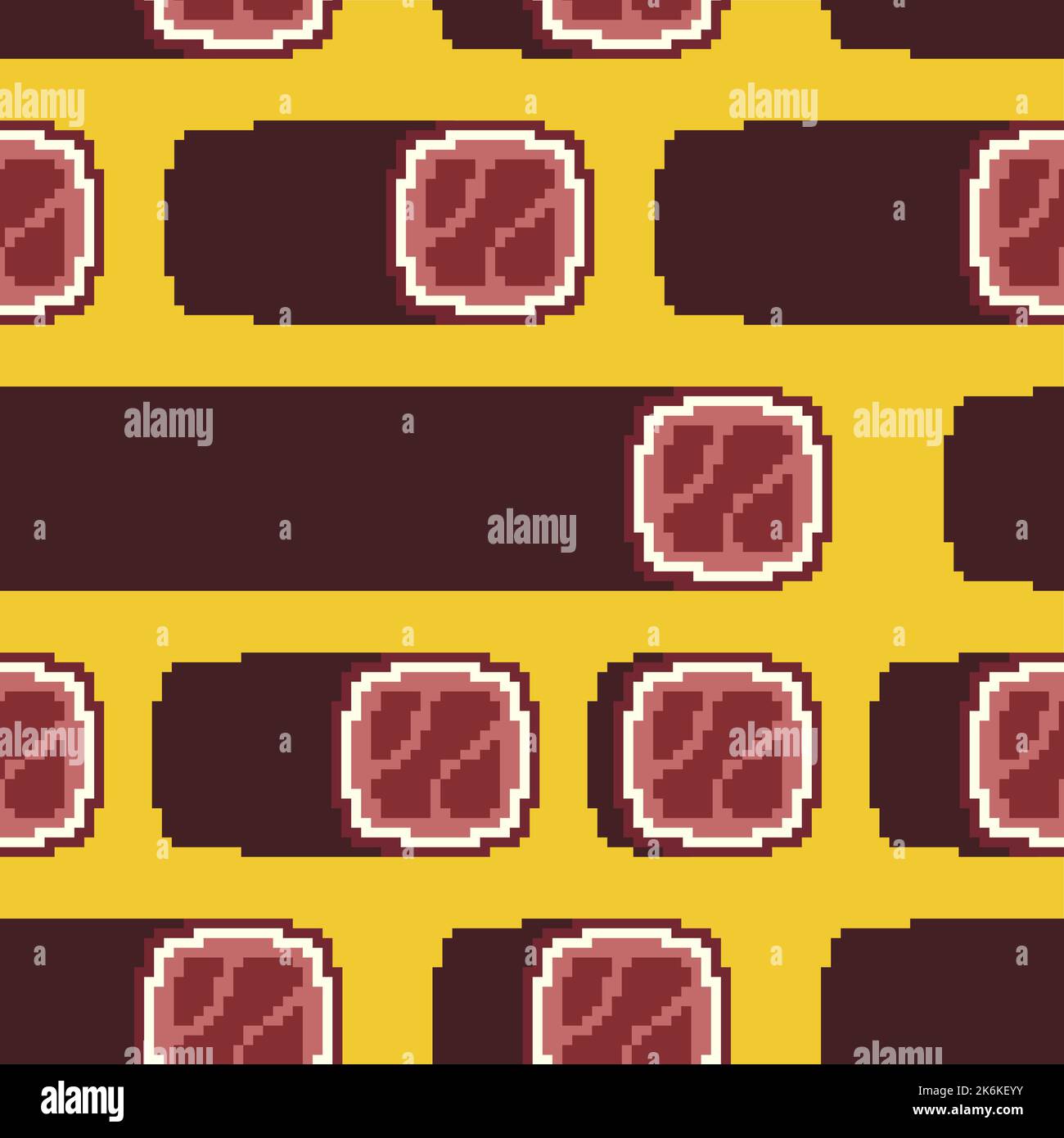Pixel art Jerky dry-cured sausage Pattern seamless . 8 bit sujuk meat ...