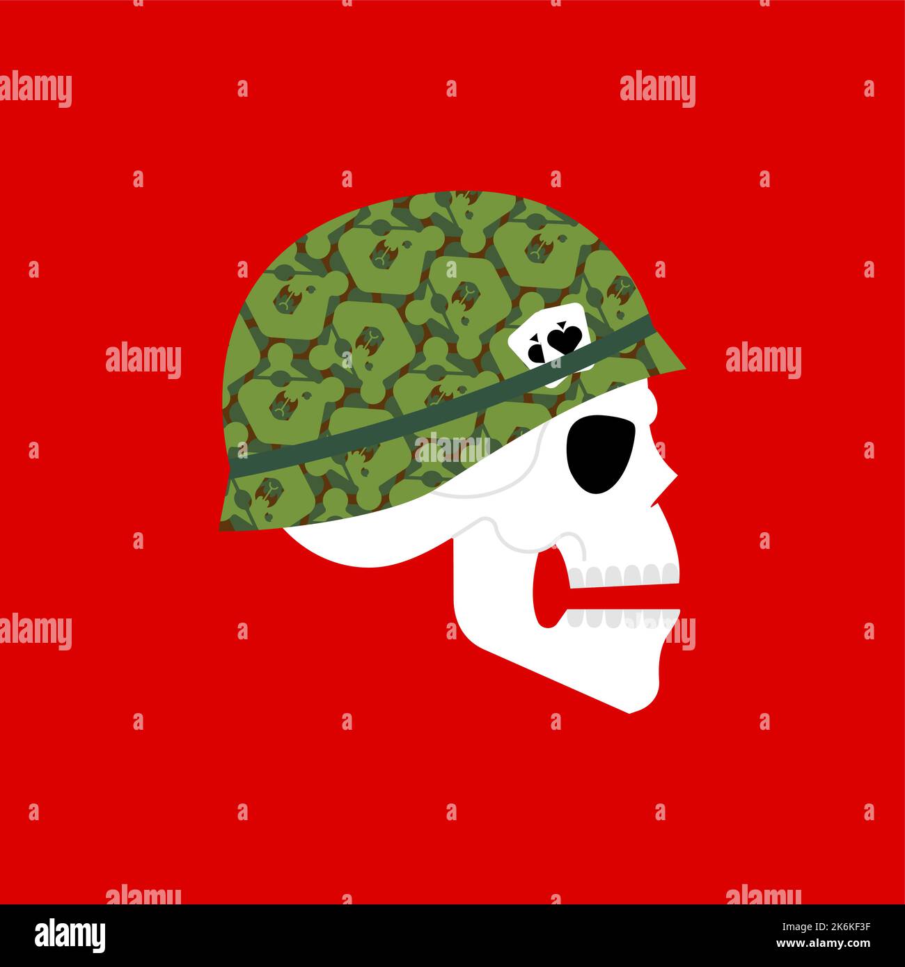 Skull in military helmet. concept of the army of death Vector ...
