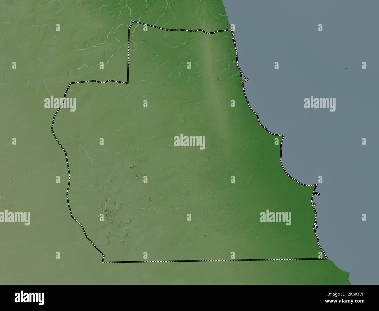 Al Ahmadi, province of Kuwait. Elevation map colored in wiki style with ...
