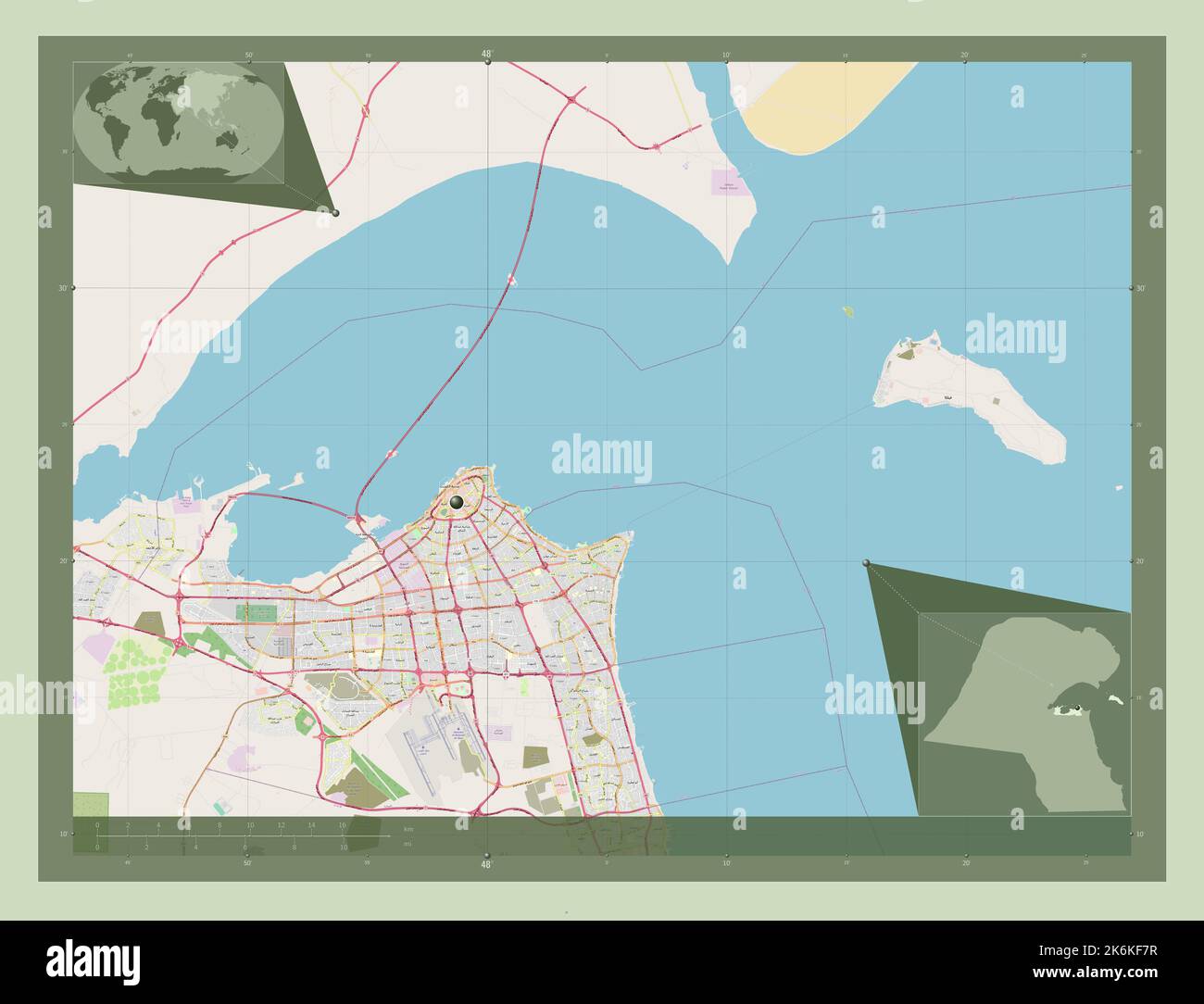 Al Asimah, province of Kuwait. Open Street Map. Corner auxiliary location maps Stock Photo - Alamy