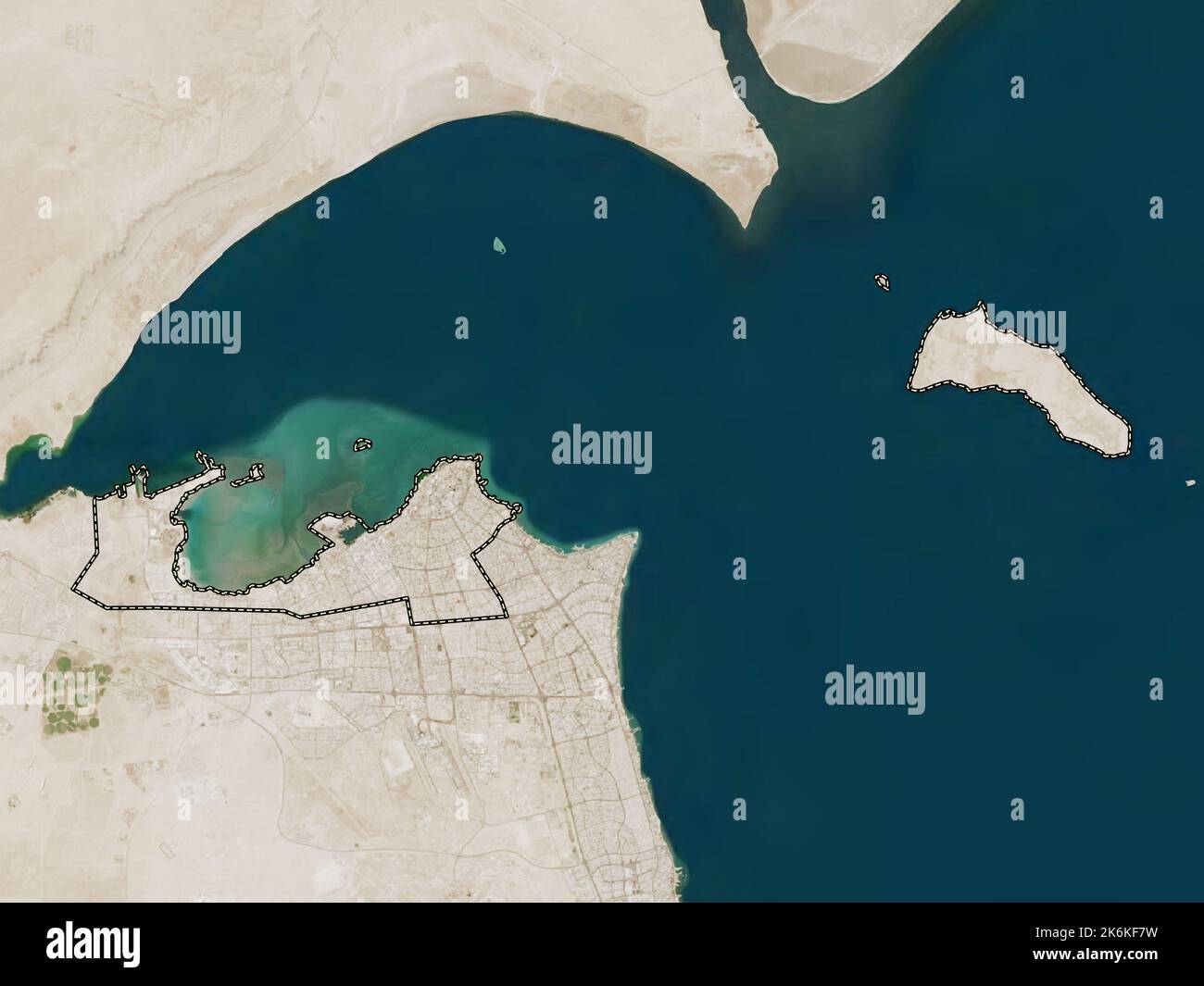 Al Asimah, province of Kuwait. Low resolution satellite map Stock Photo ...