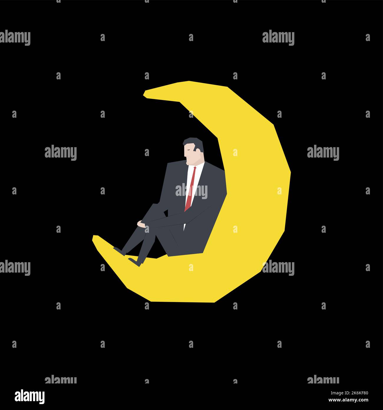 Loneliness on moon. Man is sitting on moon Stock Vector Image & Art - Alamy