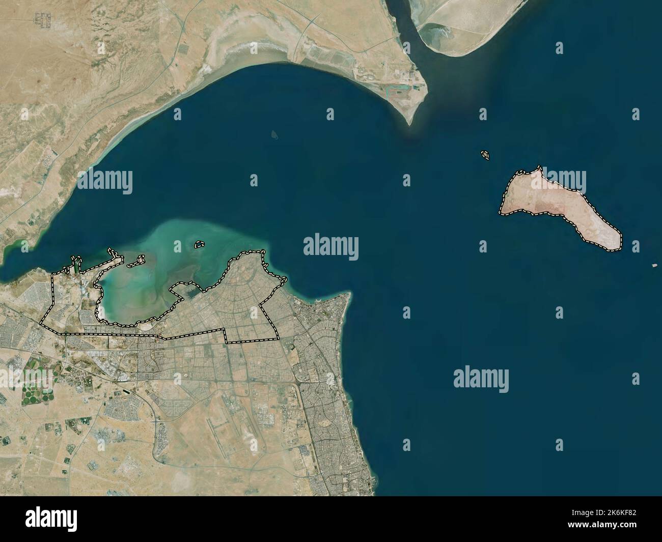 Al Asimah, province of Kuwait. High resolution satellite map Stock ...