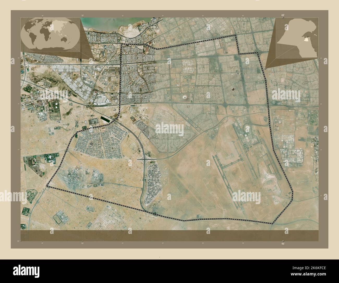 Al Farwaniyah, province of Kuwait. High resolution satellite map ...