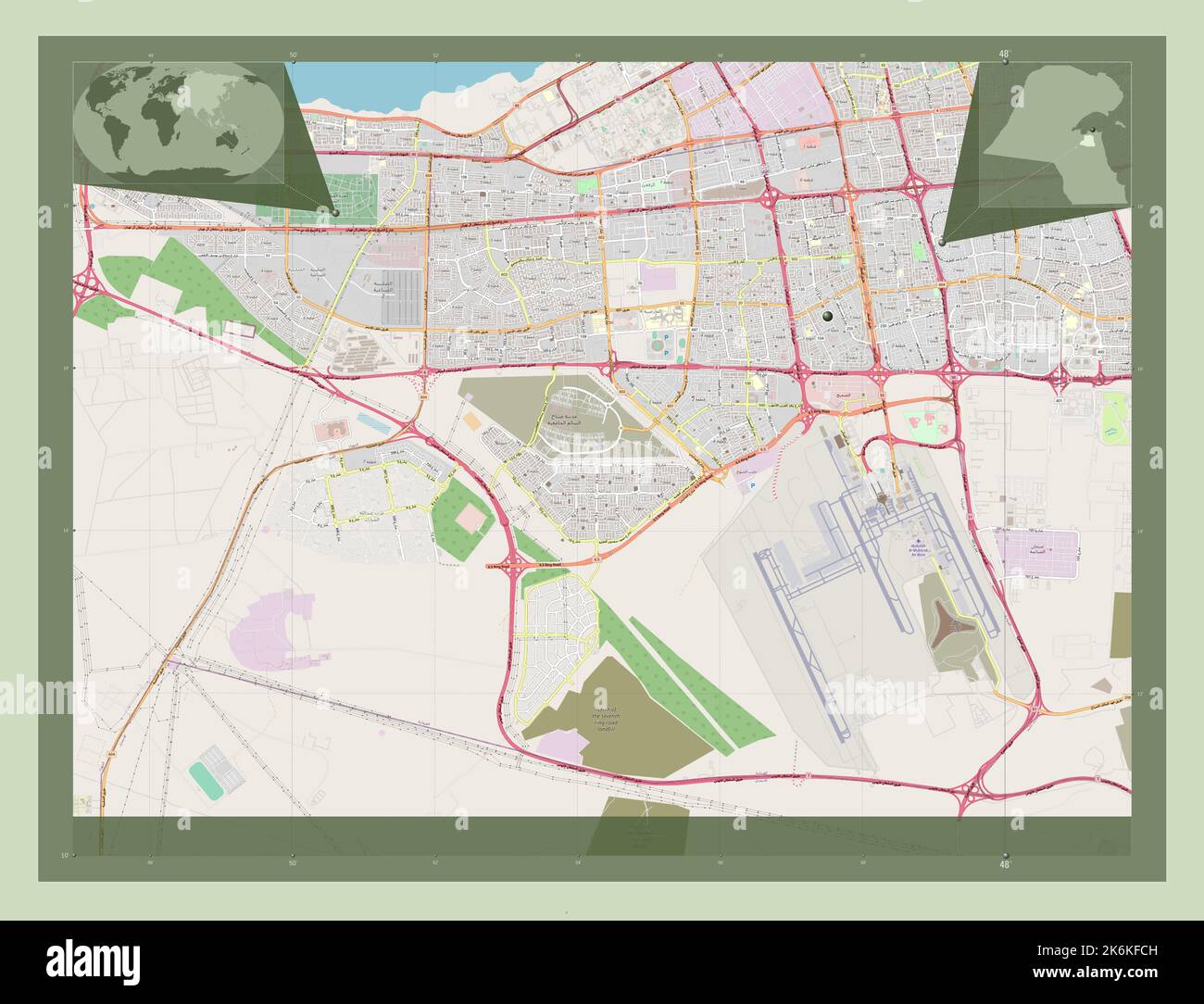 Al Farwaniyah, province of Kuwait. Open Street Map. Locations of major ...