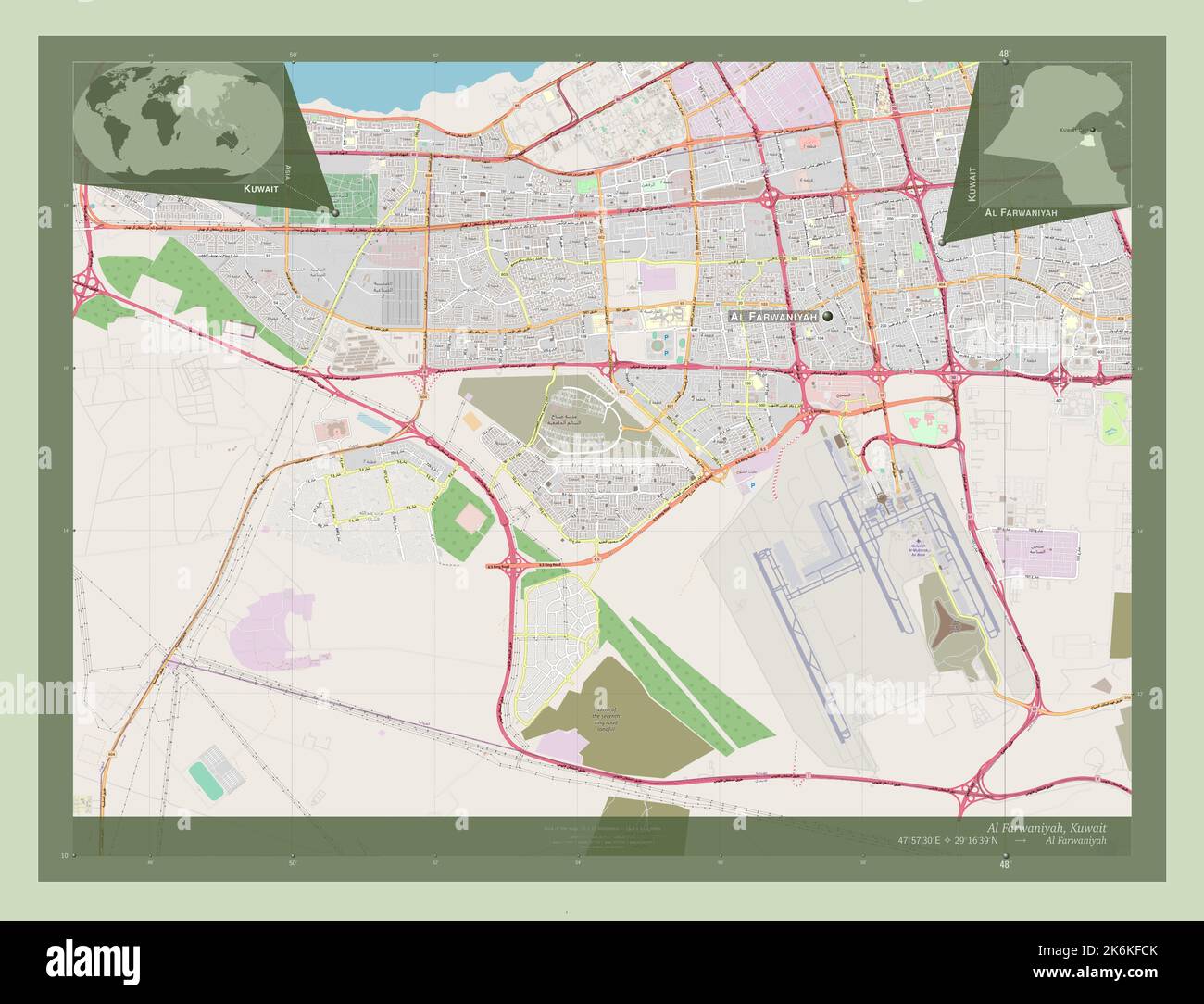 Al Farwaniyah, province of Kuwait. Open Street Map. Locations and names ...