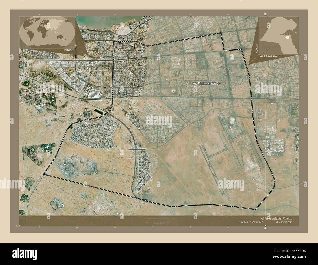Al Farwaniyah, province of Kuwait. High resolution satellite map ...