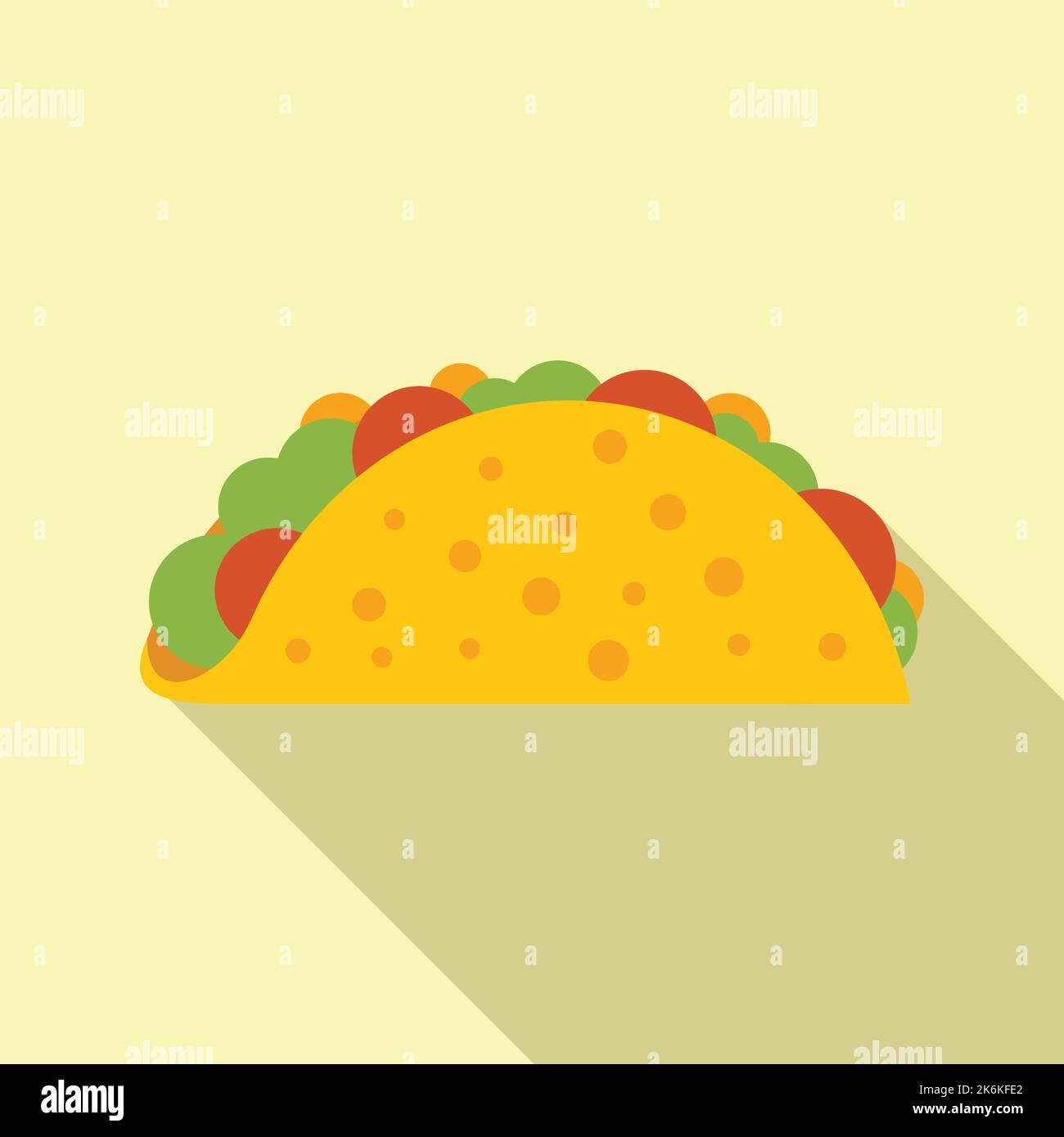Cute taco icon flat vector. Mexican food. Funny meat Stock Vector Image ...