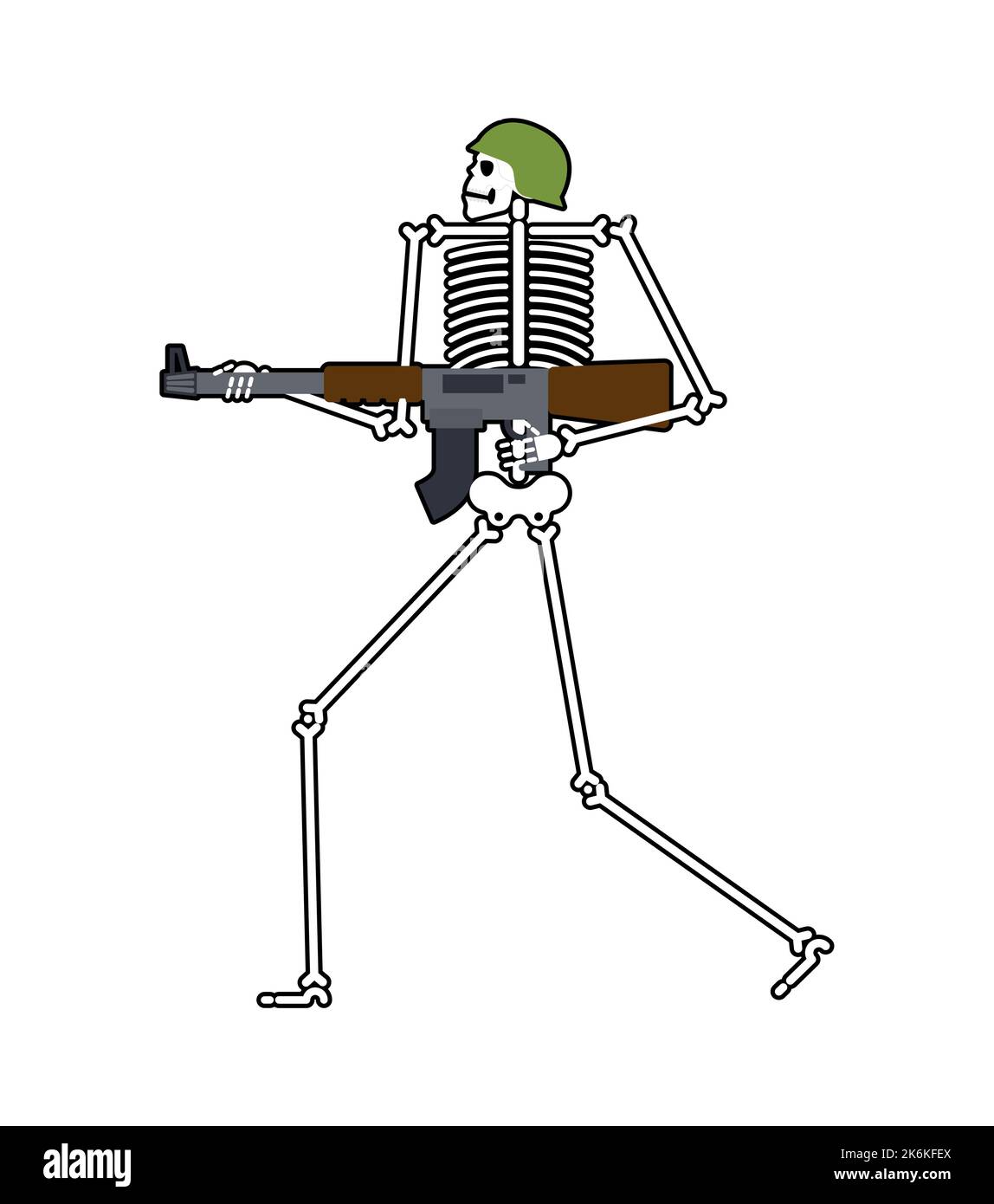 Skeleton with gun. Deadly Soldier isolated. Сoncept of army of death ...