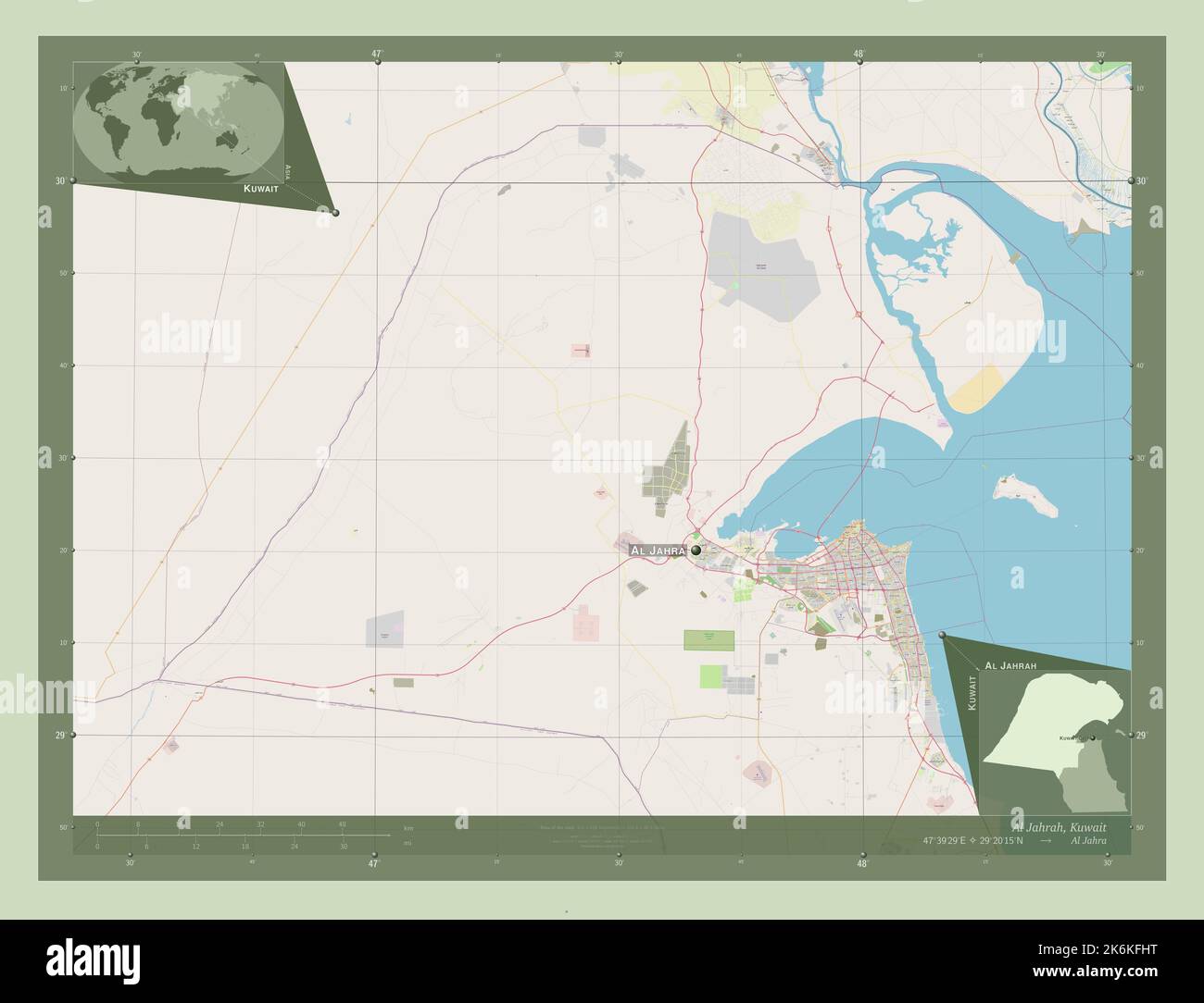 Al Jahrah, province of Kuwait. Open Street Map. Locations and names of ...