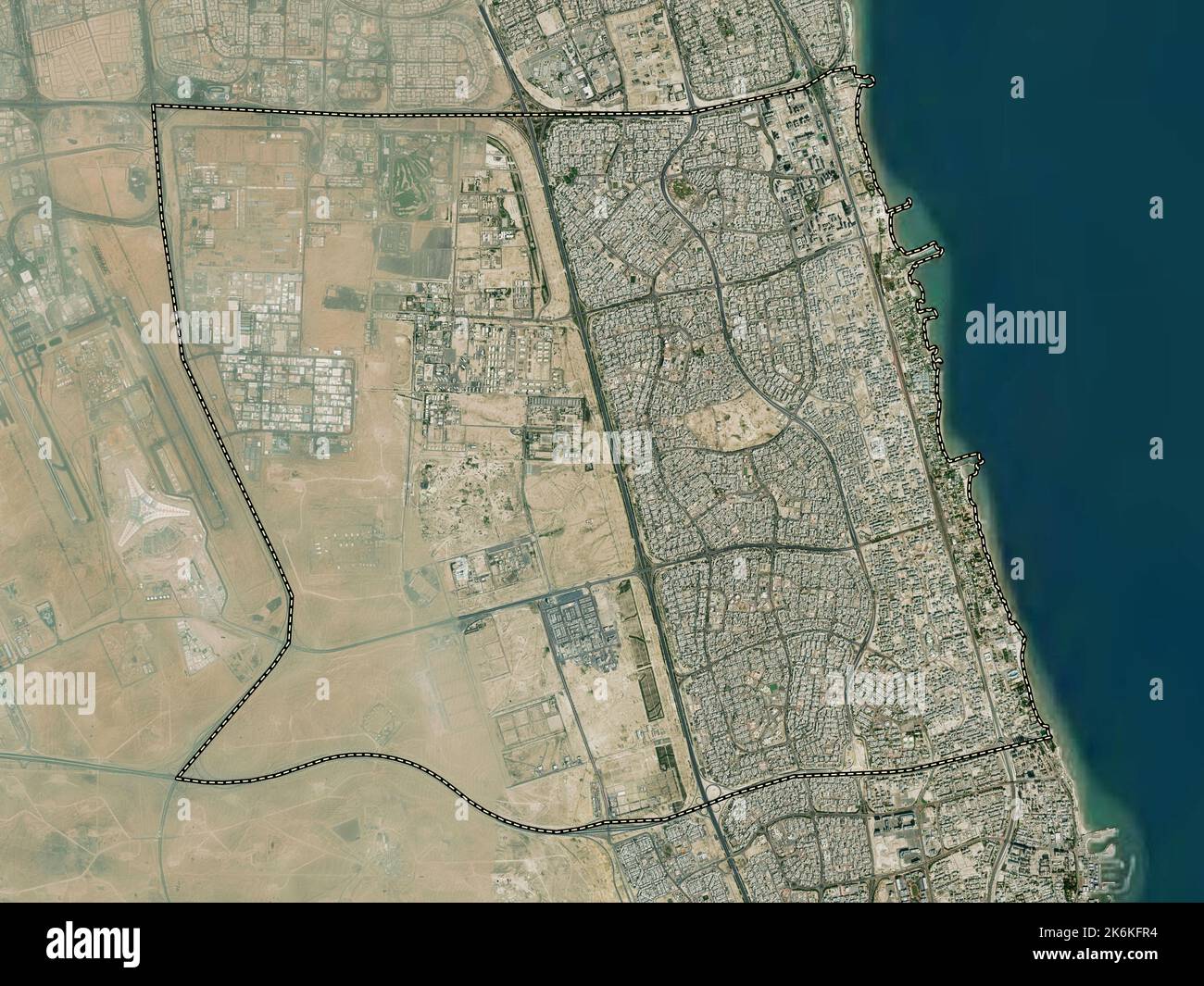 Mubarak Al-Kabeer, province of Kuwait. High resolution satellite map ...