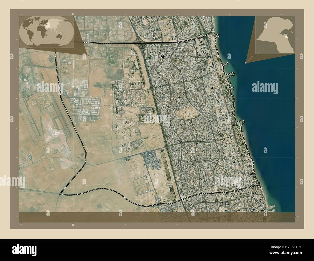 Mubarak Al-Kabeer, province of Kuwait. High resolution satellite map ...