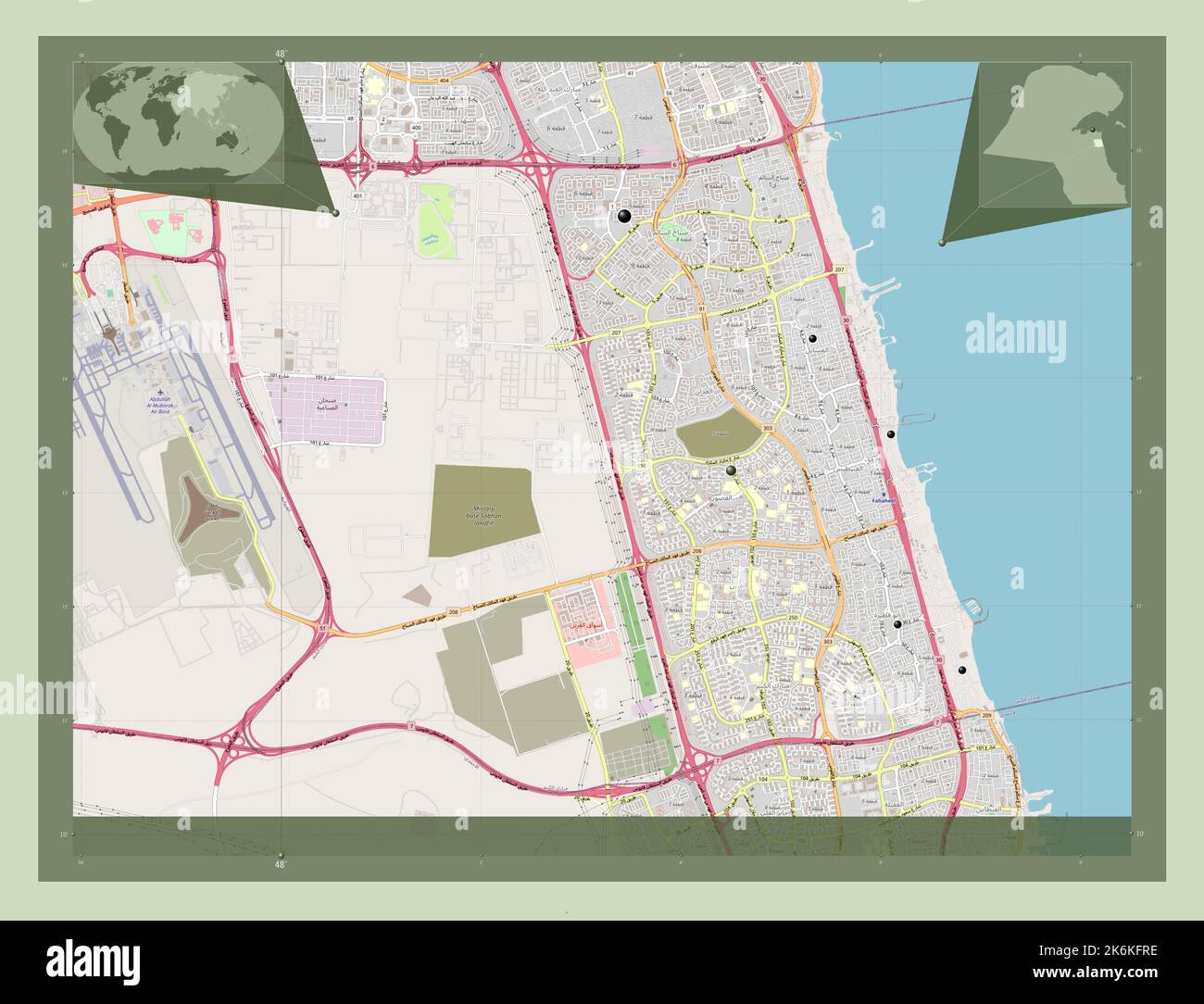 Mubarak Al-Kabeer, province of Kuwait. Open Street Map. Locations of ...