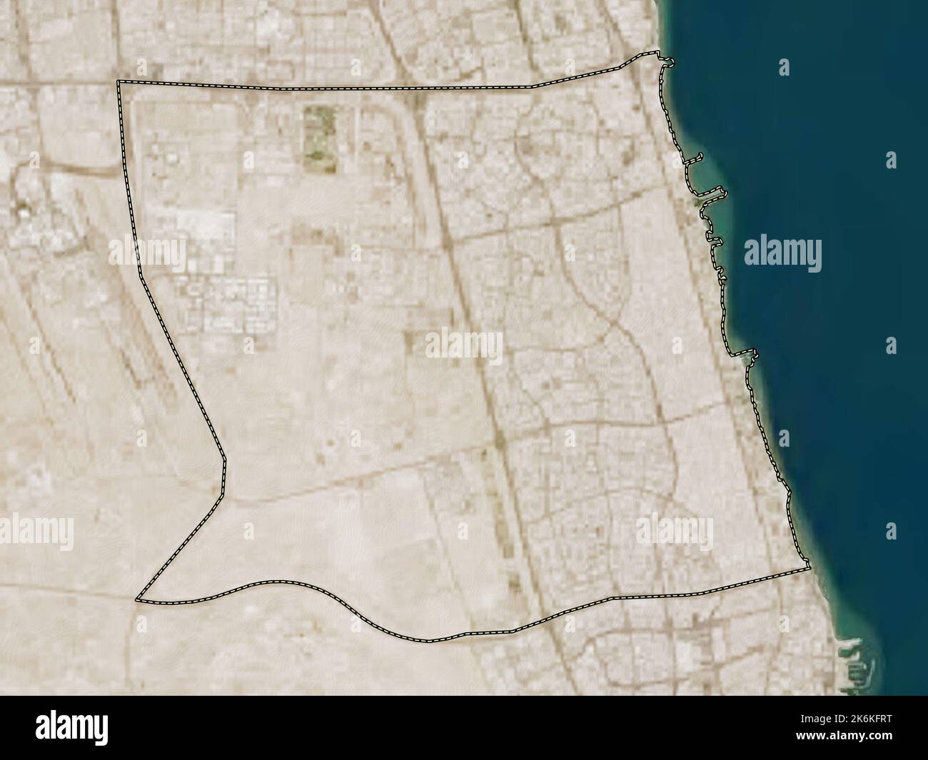 Mubarak Al-Kabeer, province of Kuwait. Low resolution satellite map ...