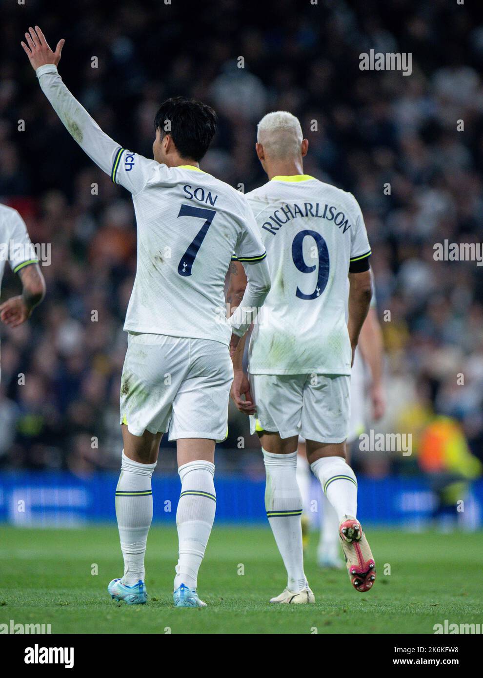 LONDON, ENGLAND - OCTOBER 12: Son Heung-min with Richarlison of ...