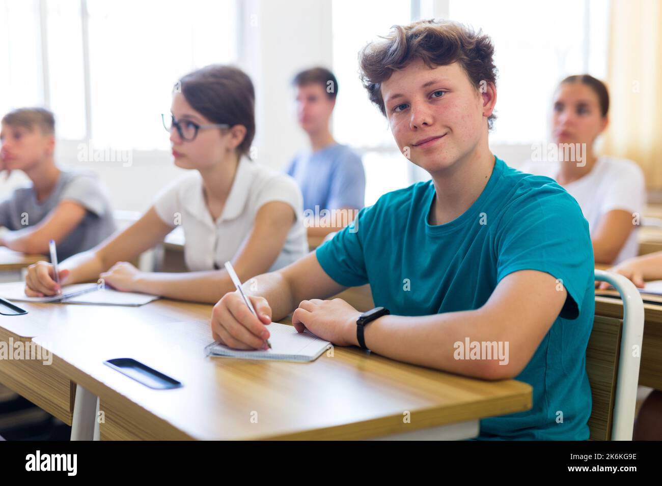 Education, learning and people concept - group of students at school ...