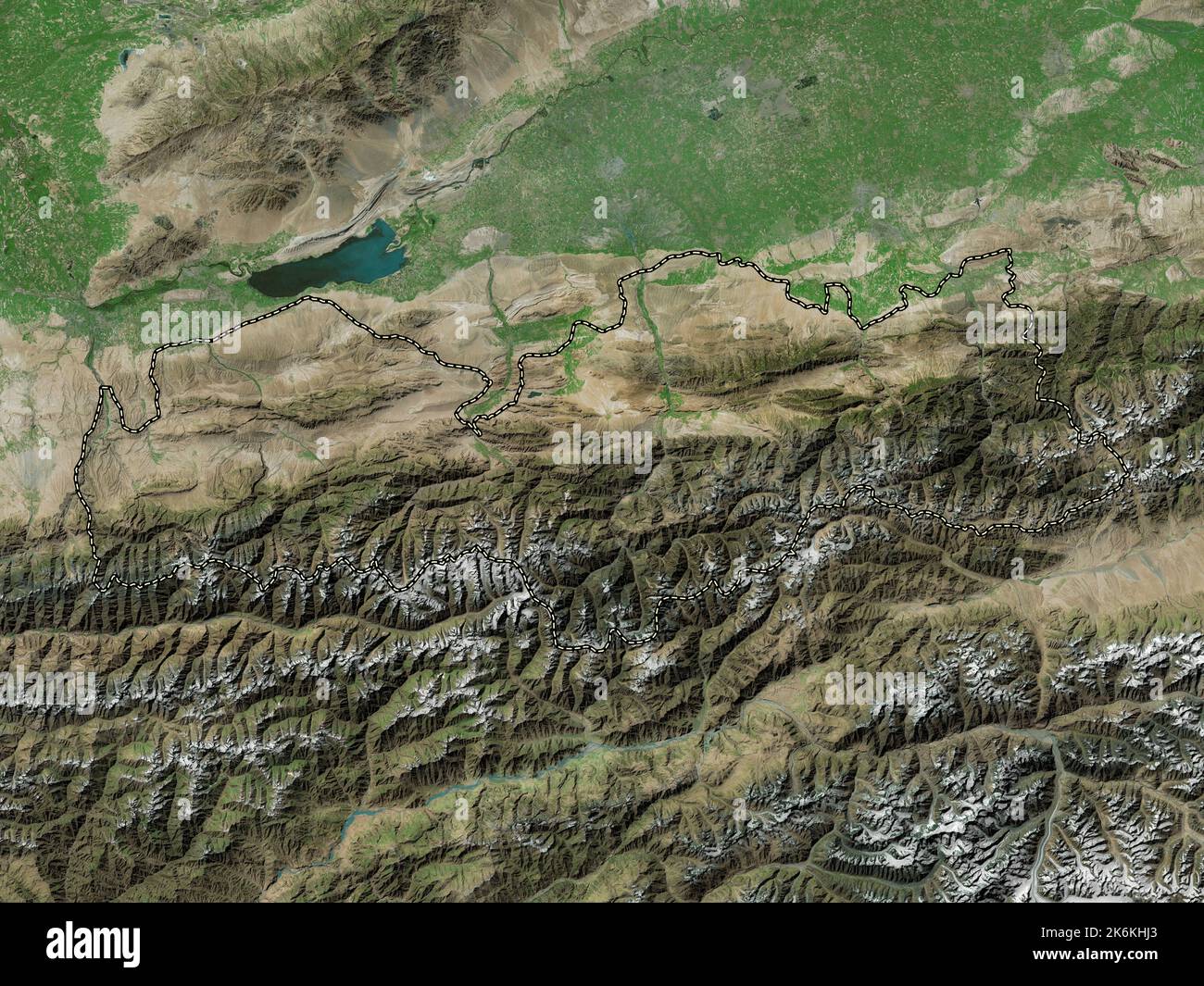 Batken, province of Kyrgyzstan. High resolution satellite map Stock ...