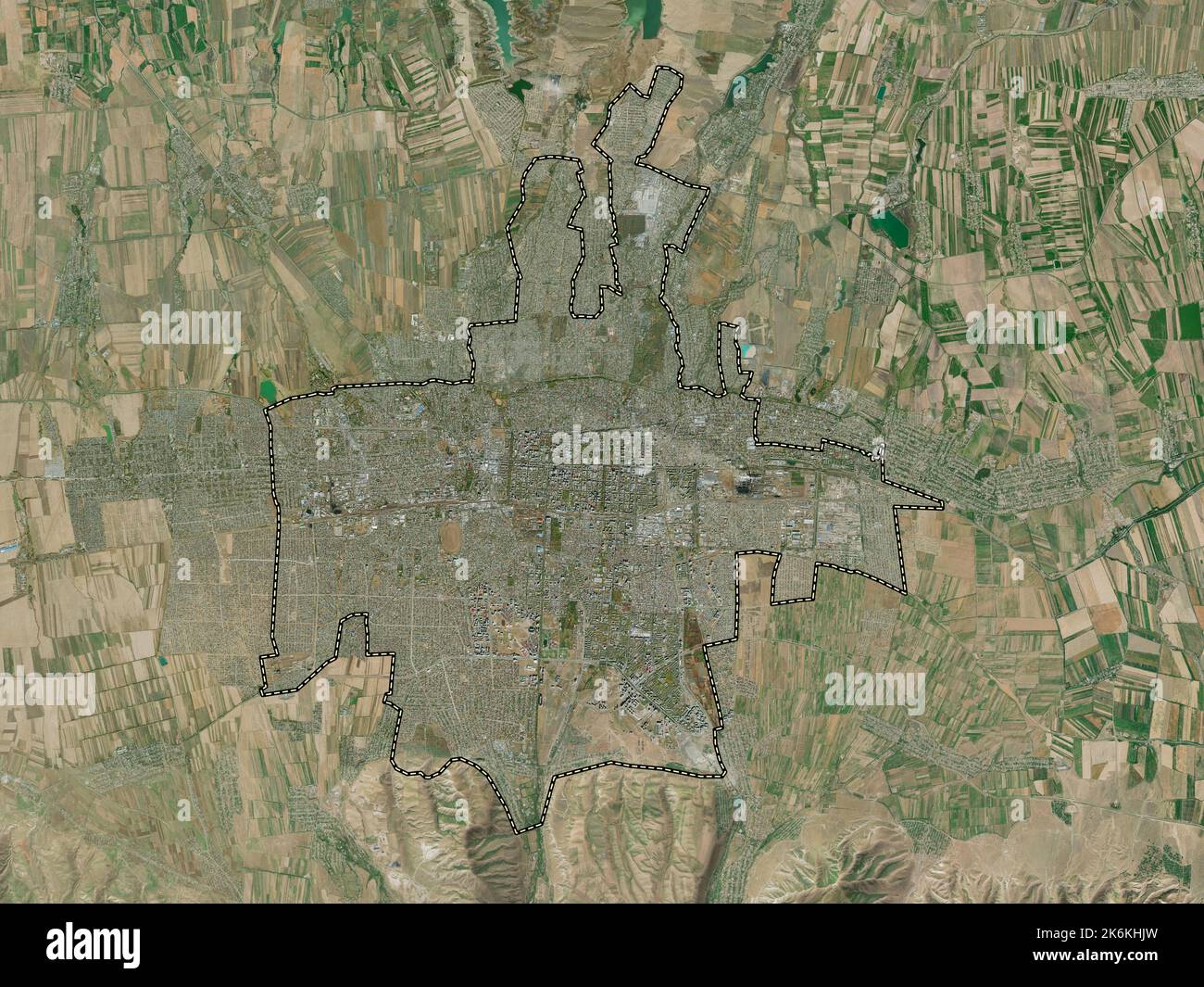 Biskek, city of Kyrgyzstan. High resolution satellite map Stock Photo ...