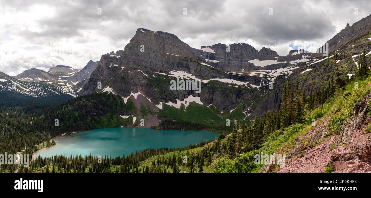 Photograph of the the Garden Wall, the shrinking Grinnell Glacier and ...