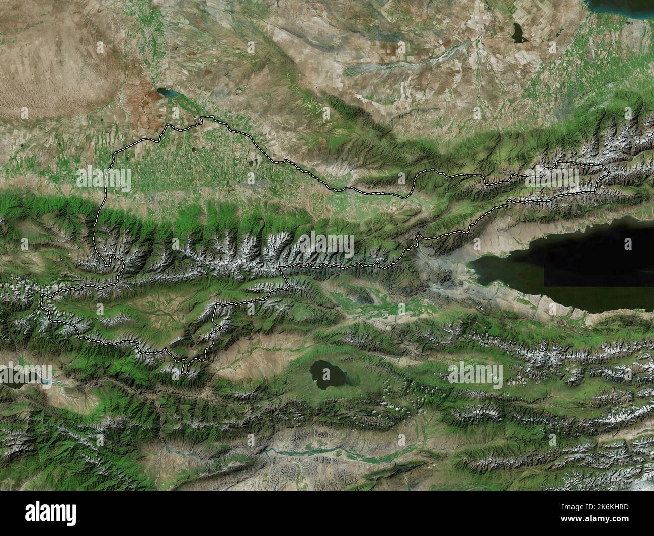 Chuy, province of Kyrgyzstan. High resolution satellite map Stock Photo ...
