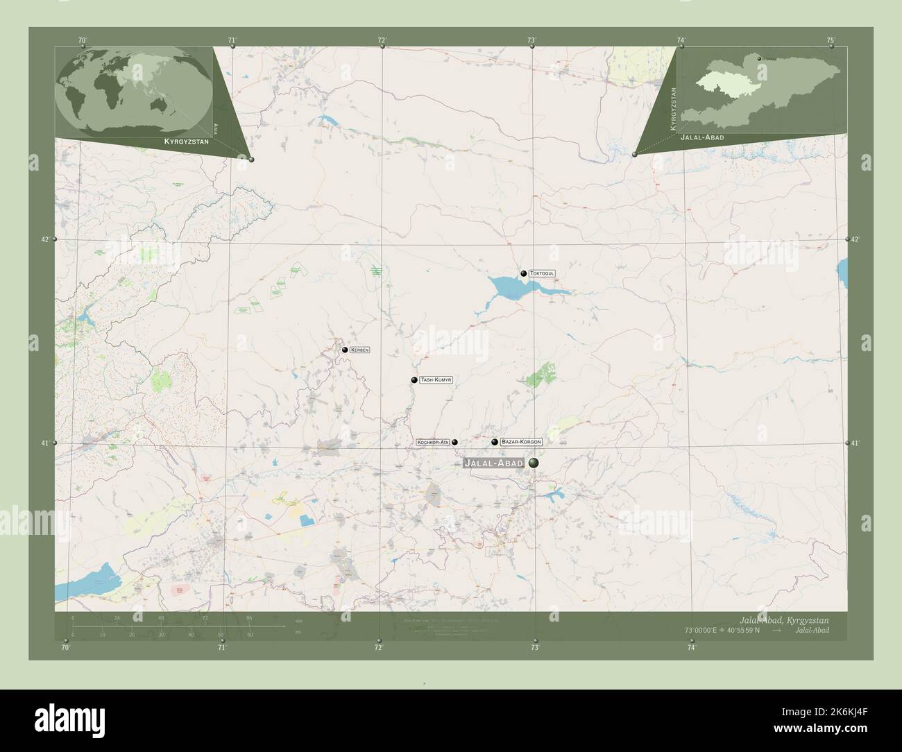 Jalal-Abad, province of Kyrgyzstan. Open Street Map. Locations and ...