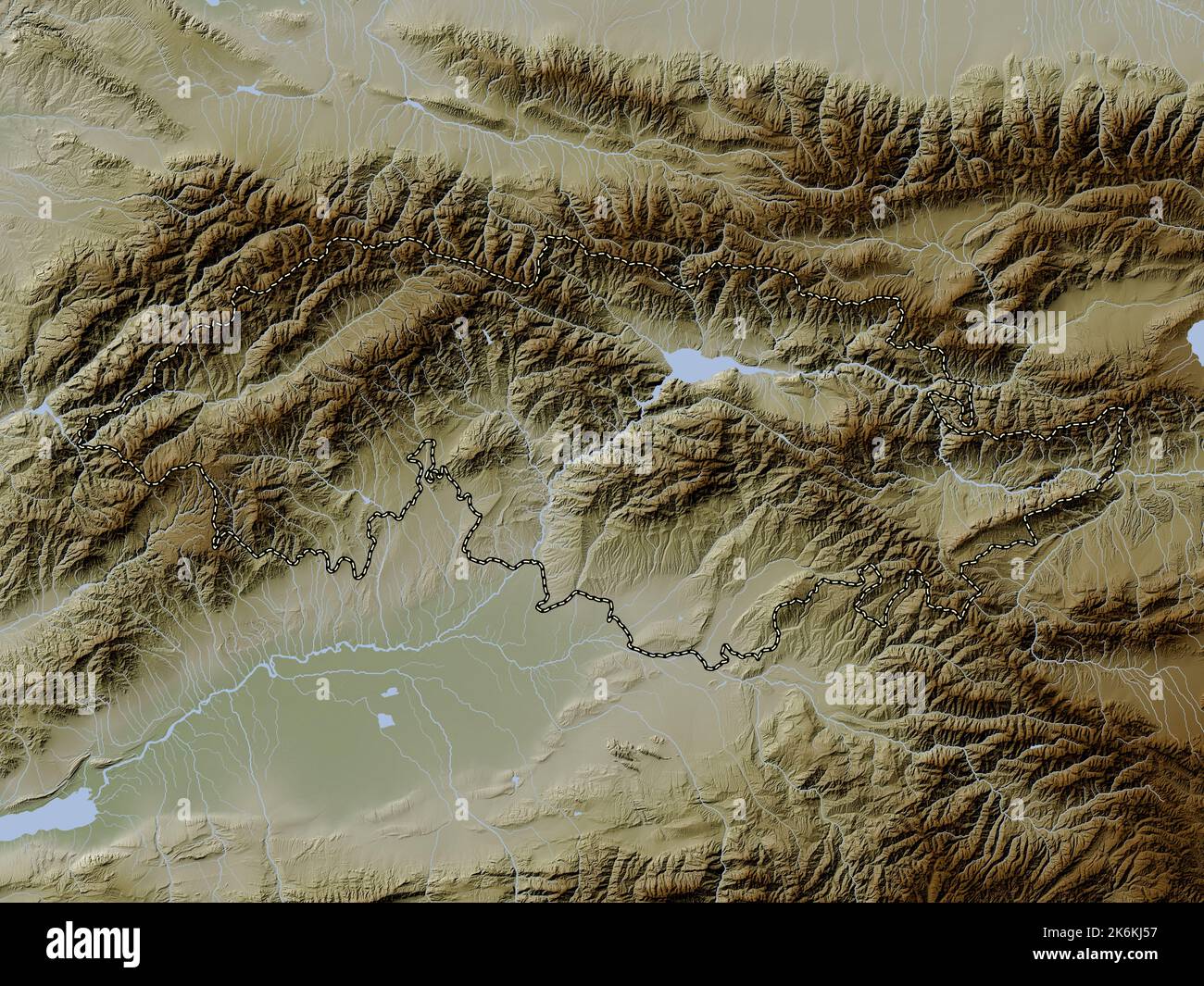 Jalal-Abad, province of Kyrgyzstan. Elevation map colored in wiki style ...