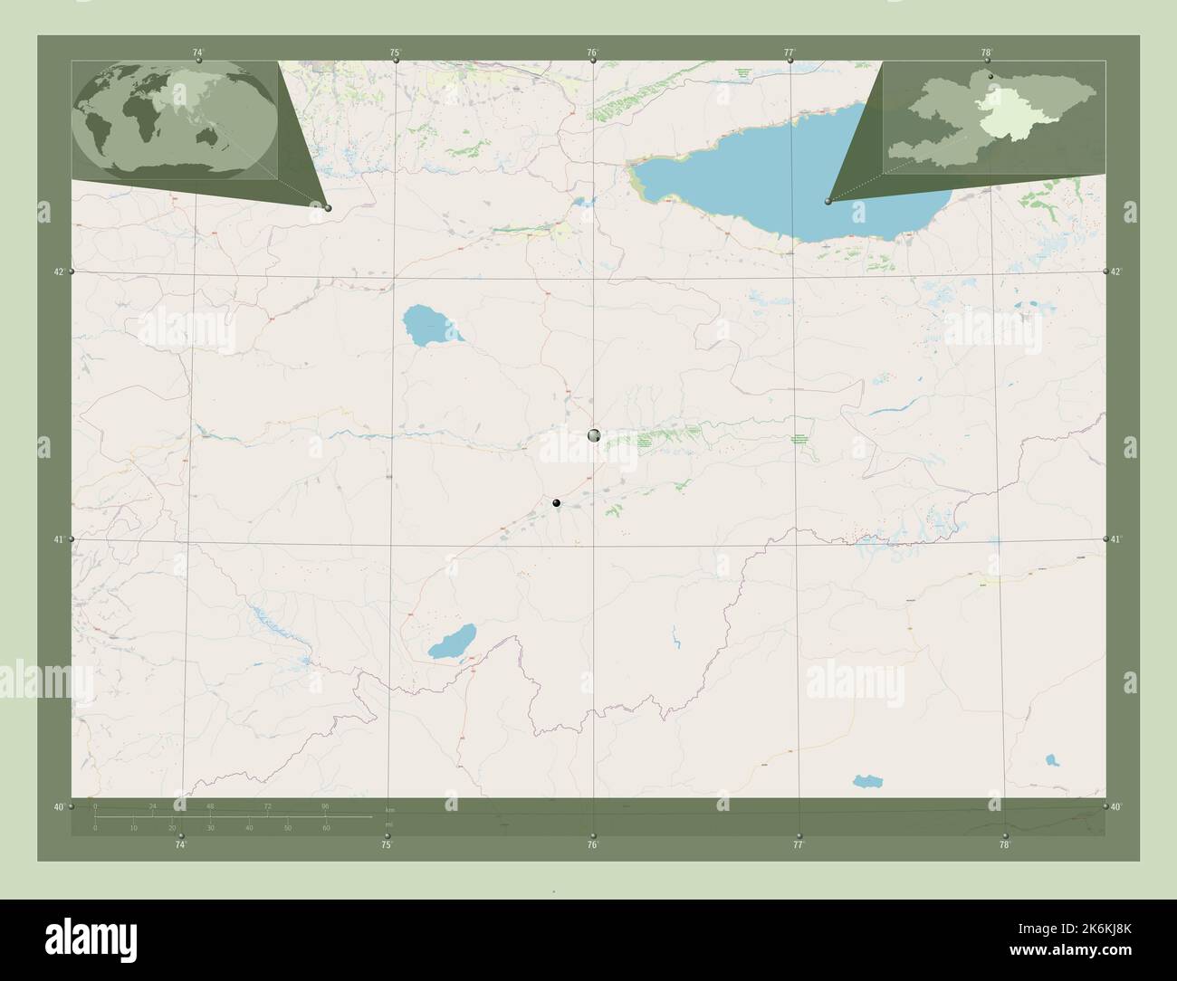 Naryn, province of Kyrgyzstan. Open Street Map. Locations of major ...