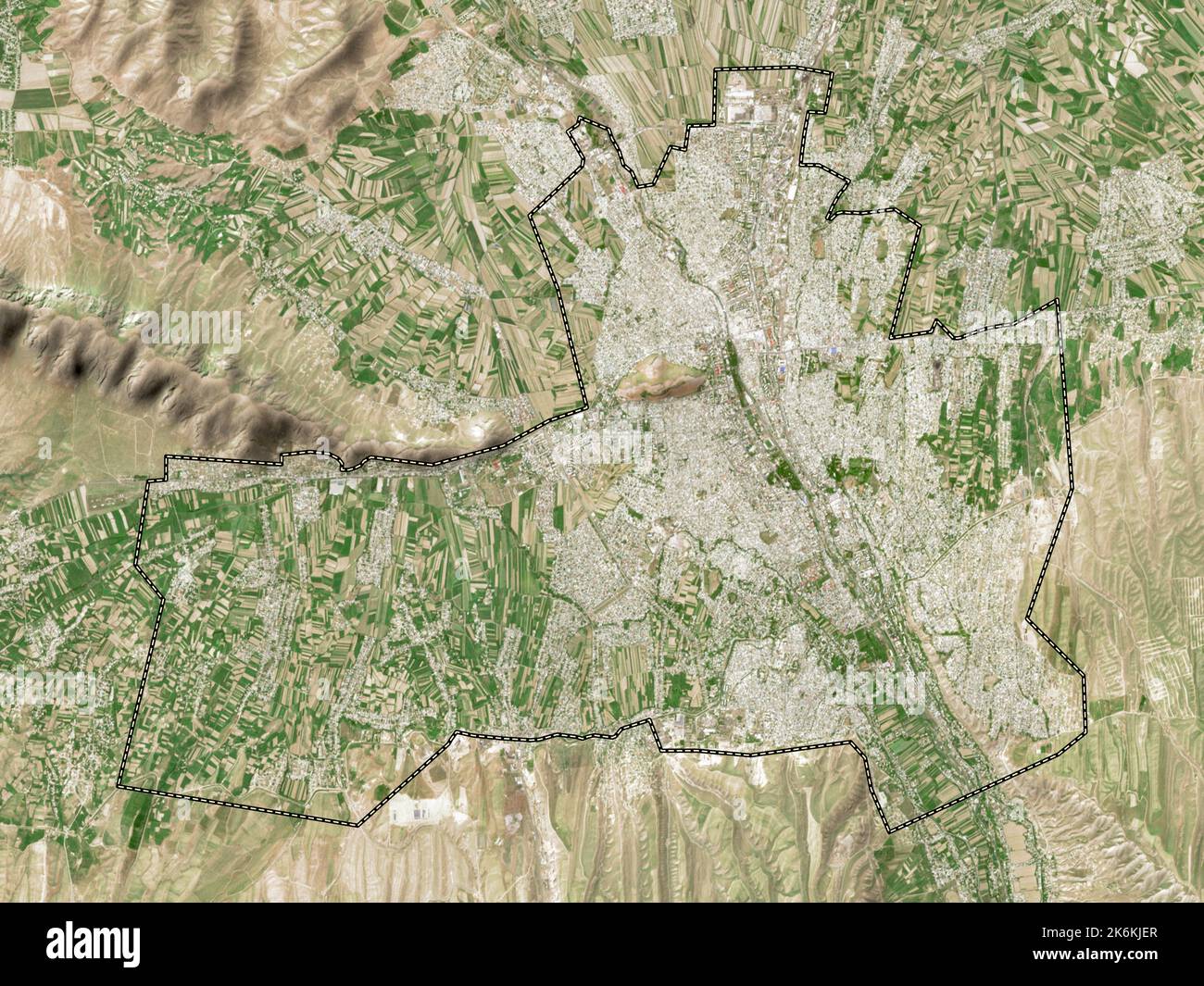 Osh City, city of Kyrgyzstan. Low resolution satellite map Stock Photo ...
