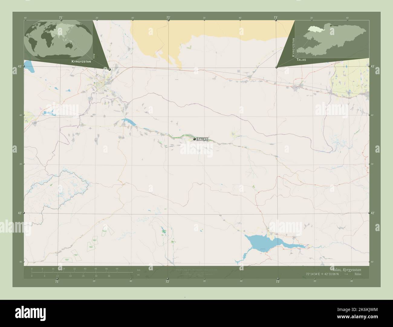 Talas, province of Kyrgyzstan. Open Street Map. Locations and names of ...