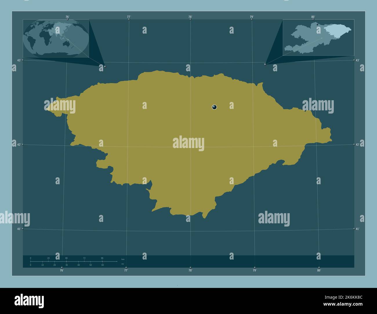Ysyk-Kol, province of Kyrgyzstan. Solid color shape. Corner auxiliary ...