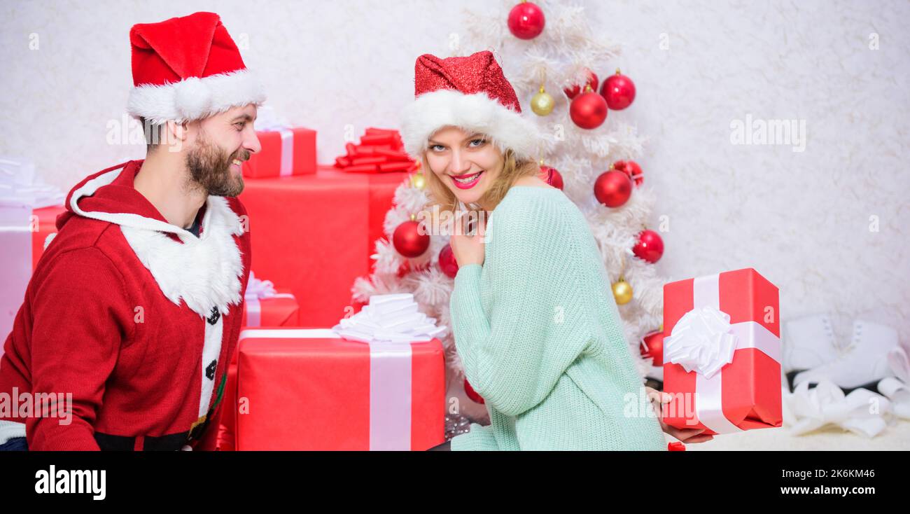 Couple in love happy enjoy christmas holiday celebration. Loving couple ...