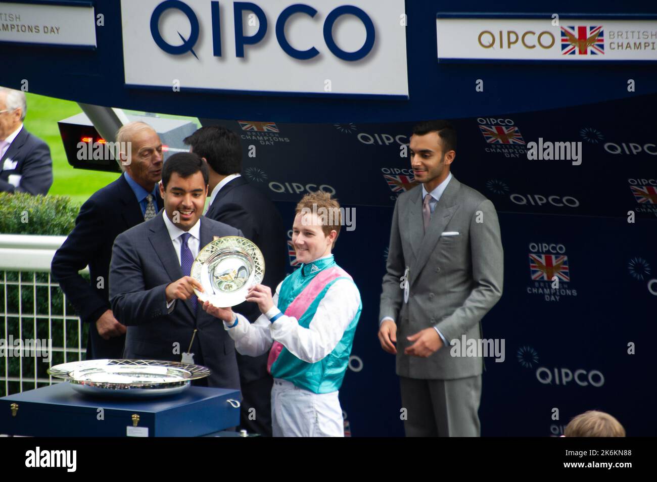 Ascot, Berkshire, UK. 20th October, 2012. Jockey Tom Queally receives ...