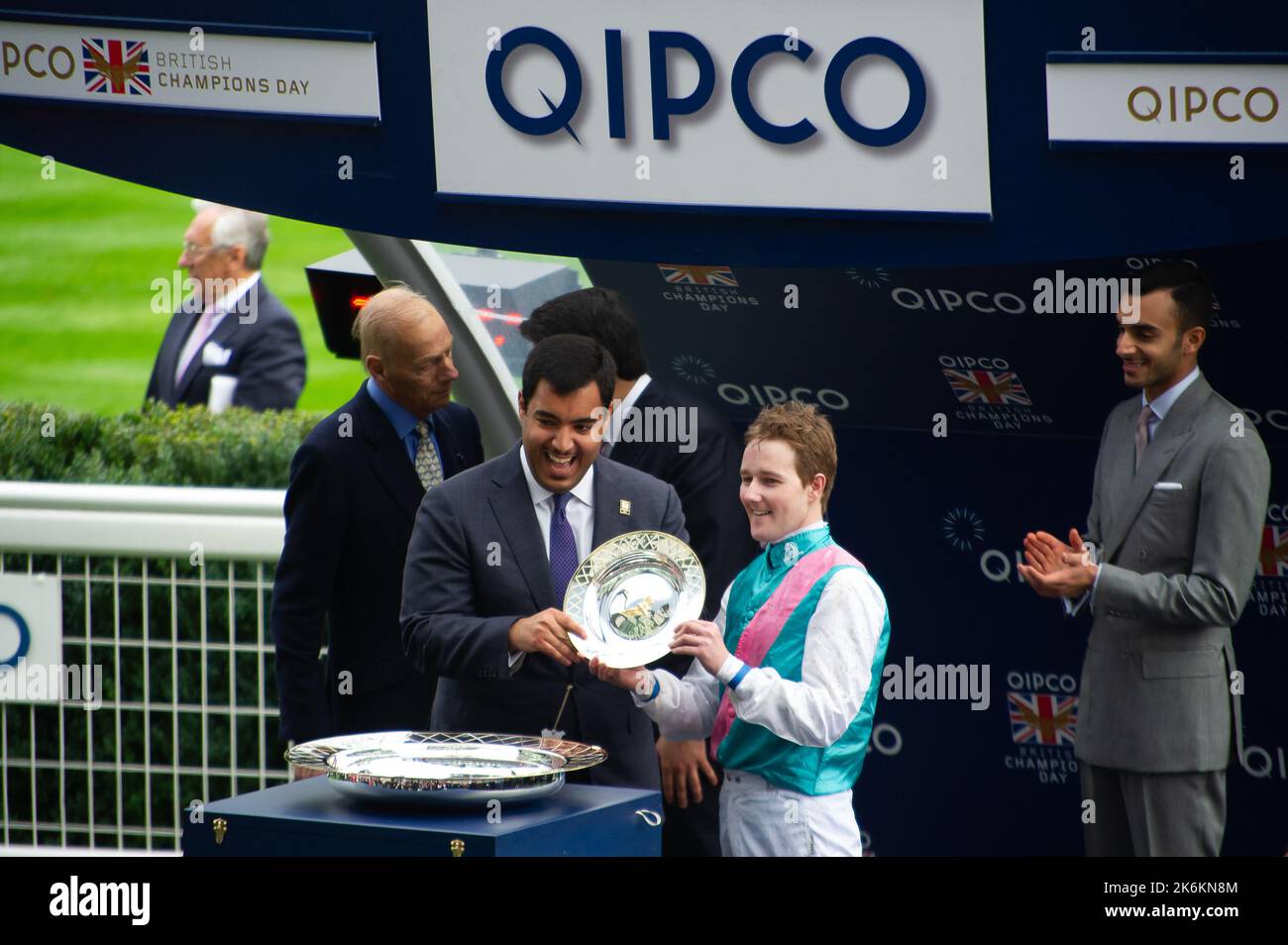 Ascot, Berkshire, UK. 20th October, 2012. Jockey Tom Queally receives ...