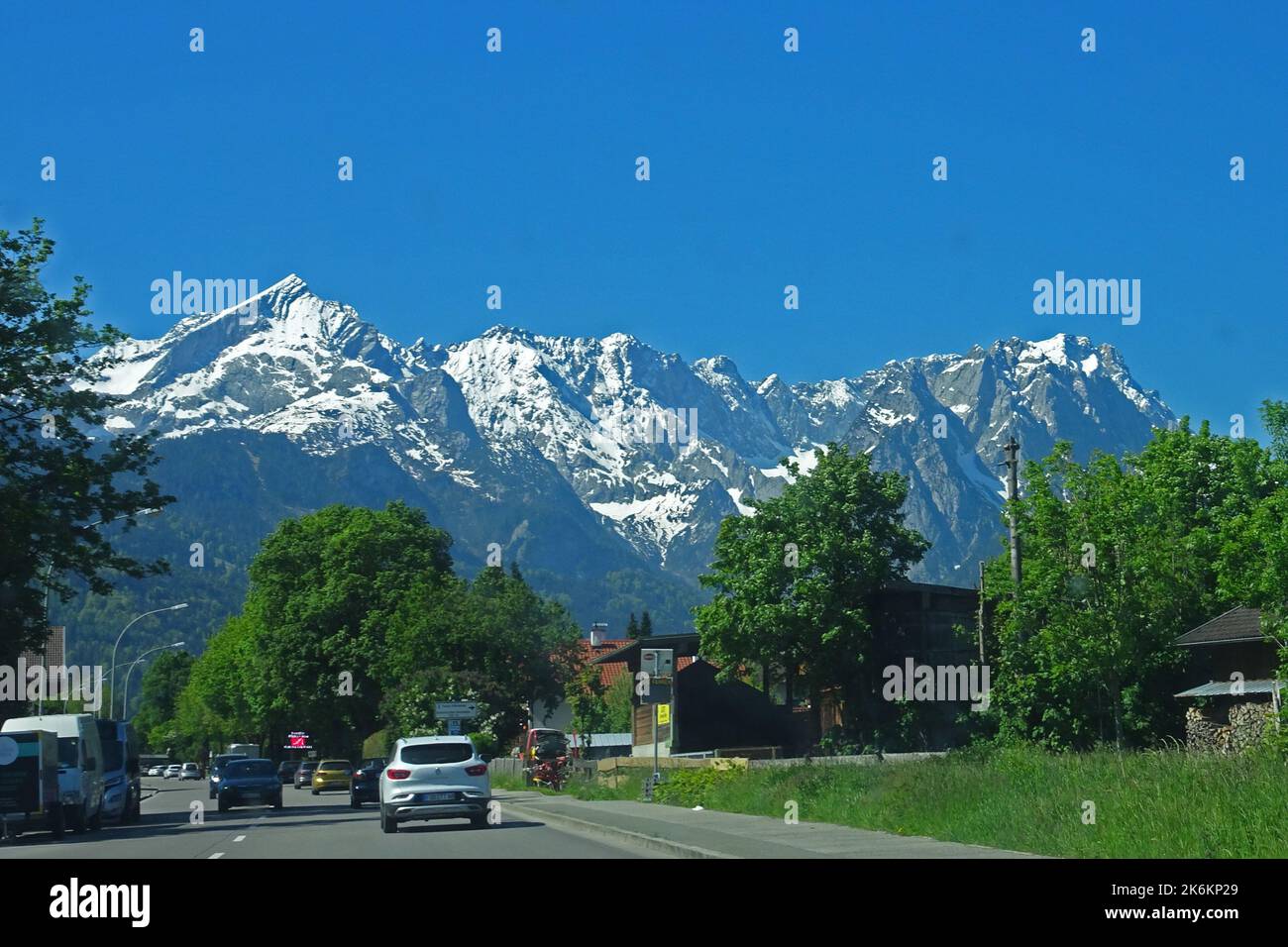 Germany, Upper Bavaria, Garmisch-Partenkirchen: the snow-covered ...