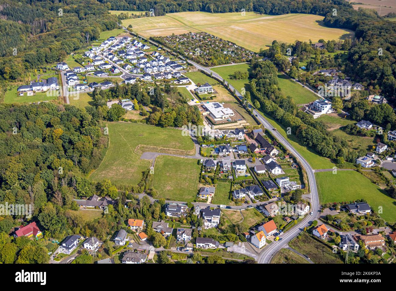 Aerial view, construction site and new building, Werler Straße, state ...