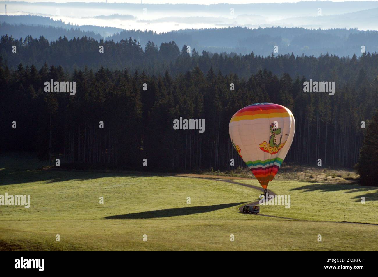 Germany, Upper Bavaria: D-OBKS Kubicek BB.34E hot-air balloon, having ...