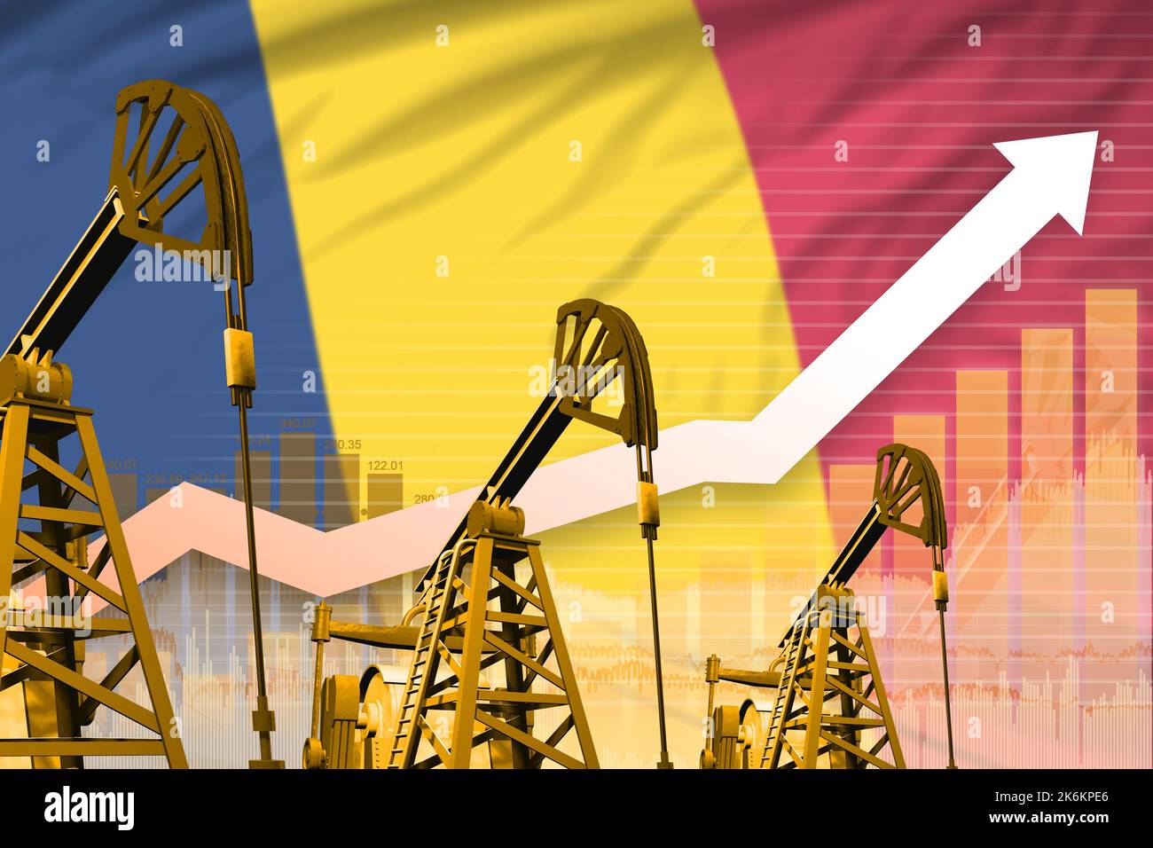 Chad oil industry concept, industrial illustration - rising up chart on ...