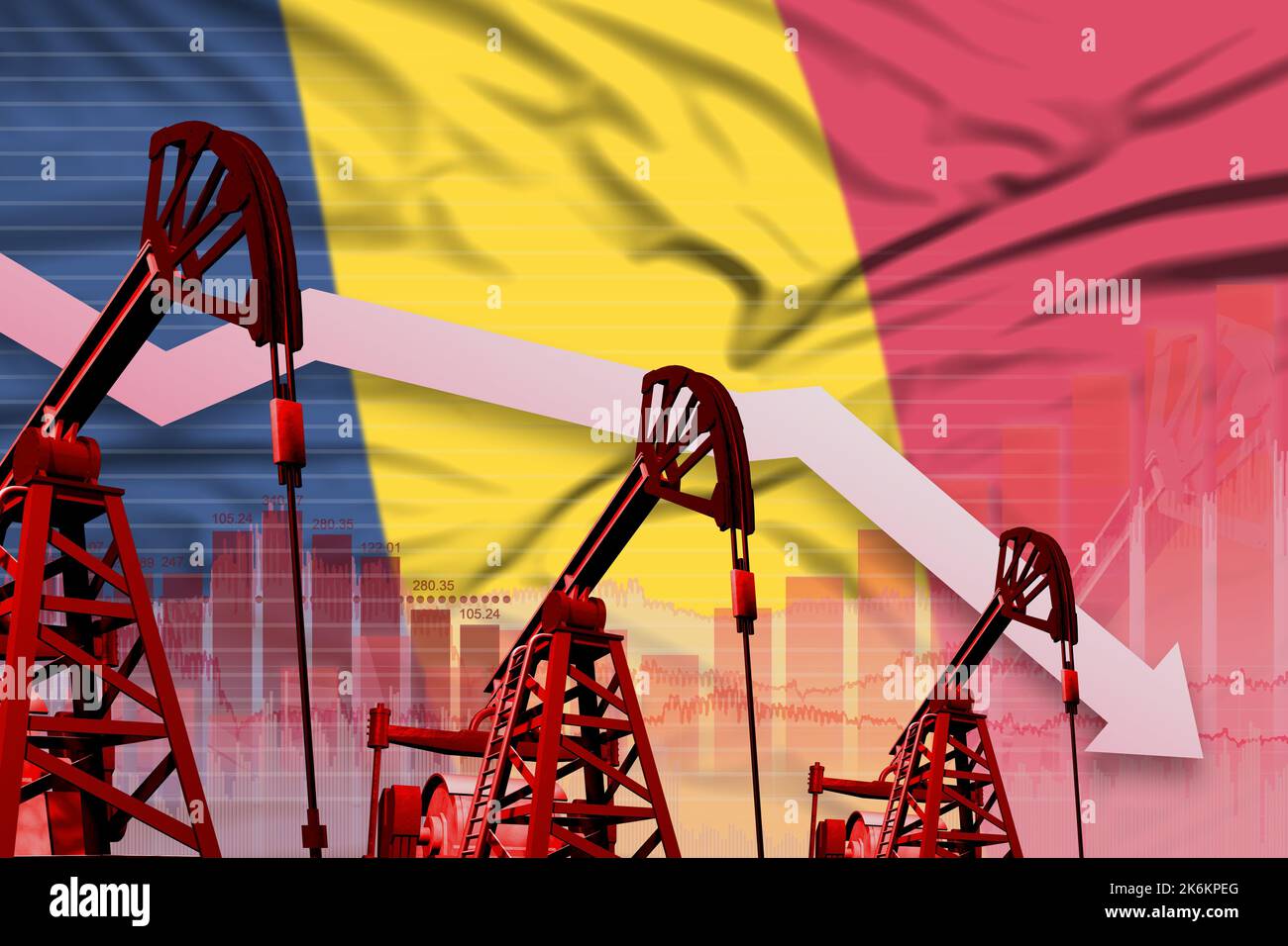Chad oil industry concept, industrial illustration - lowering down ...